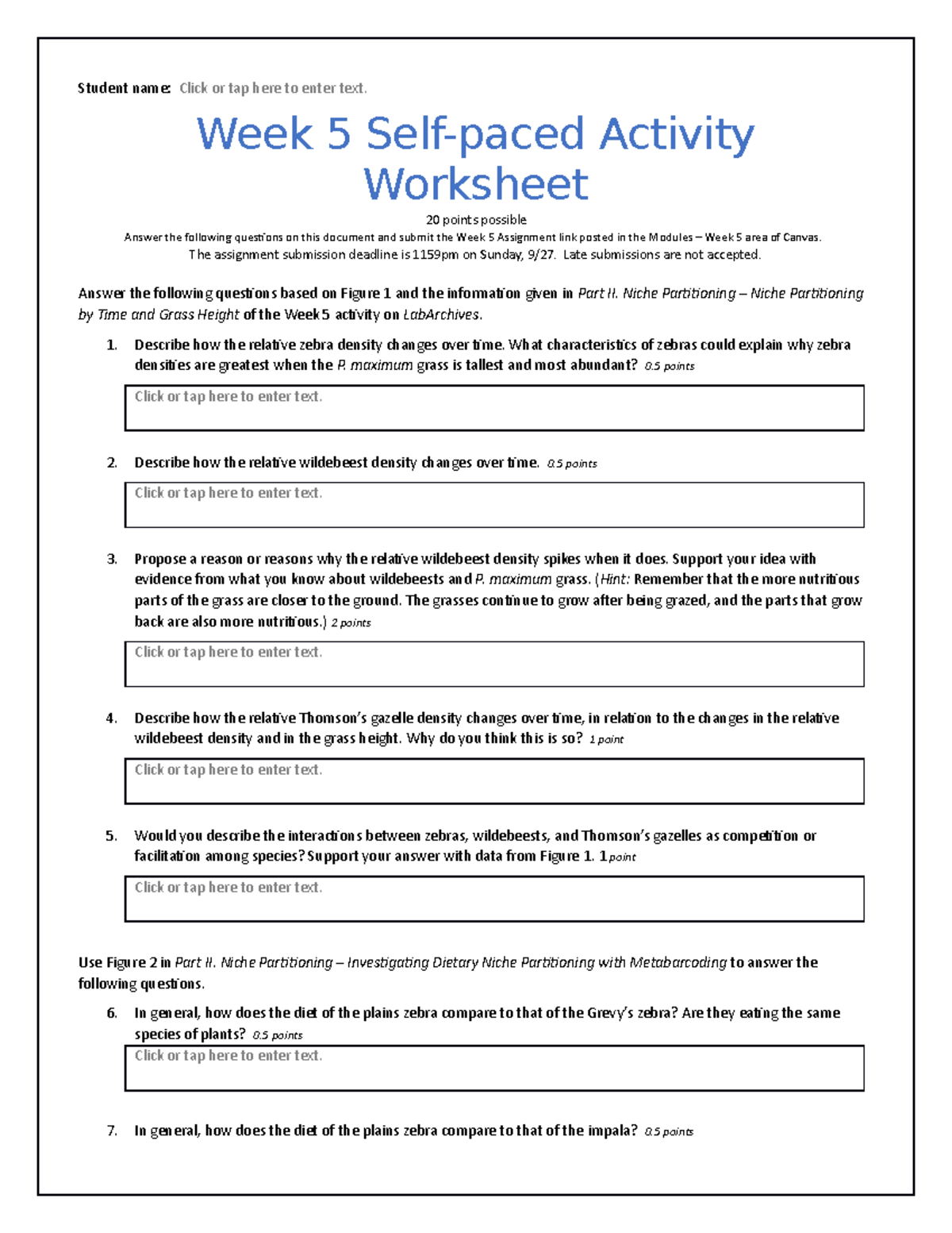 Week 5 Self-paced Worksheet 281 F20 - Student name: Click or tap here ...