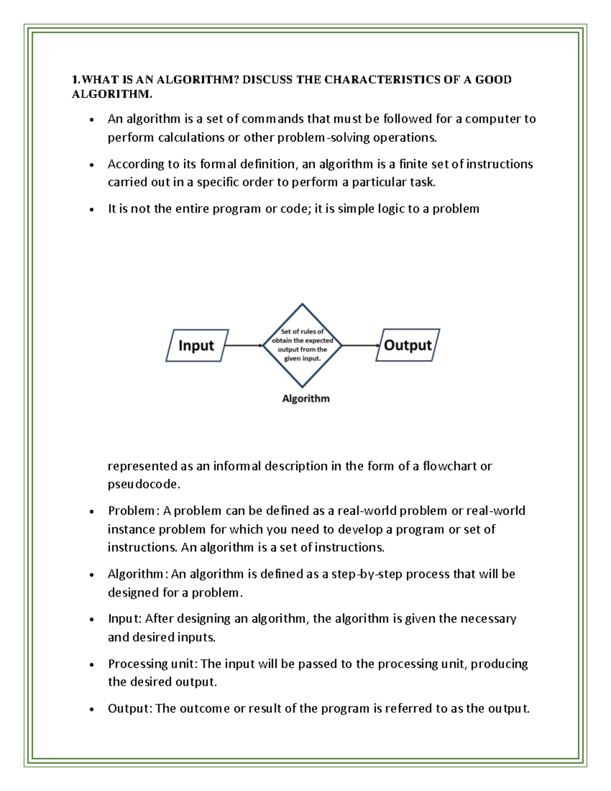 1002003 22073 Moumita Sarkar EC -CS 401 - 1 IS AN ALGORITHM? DISCUSS ...