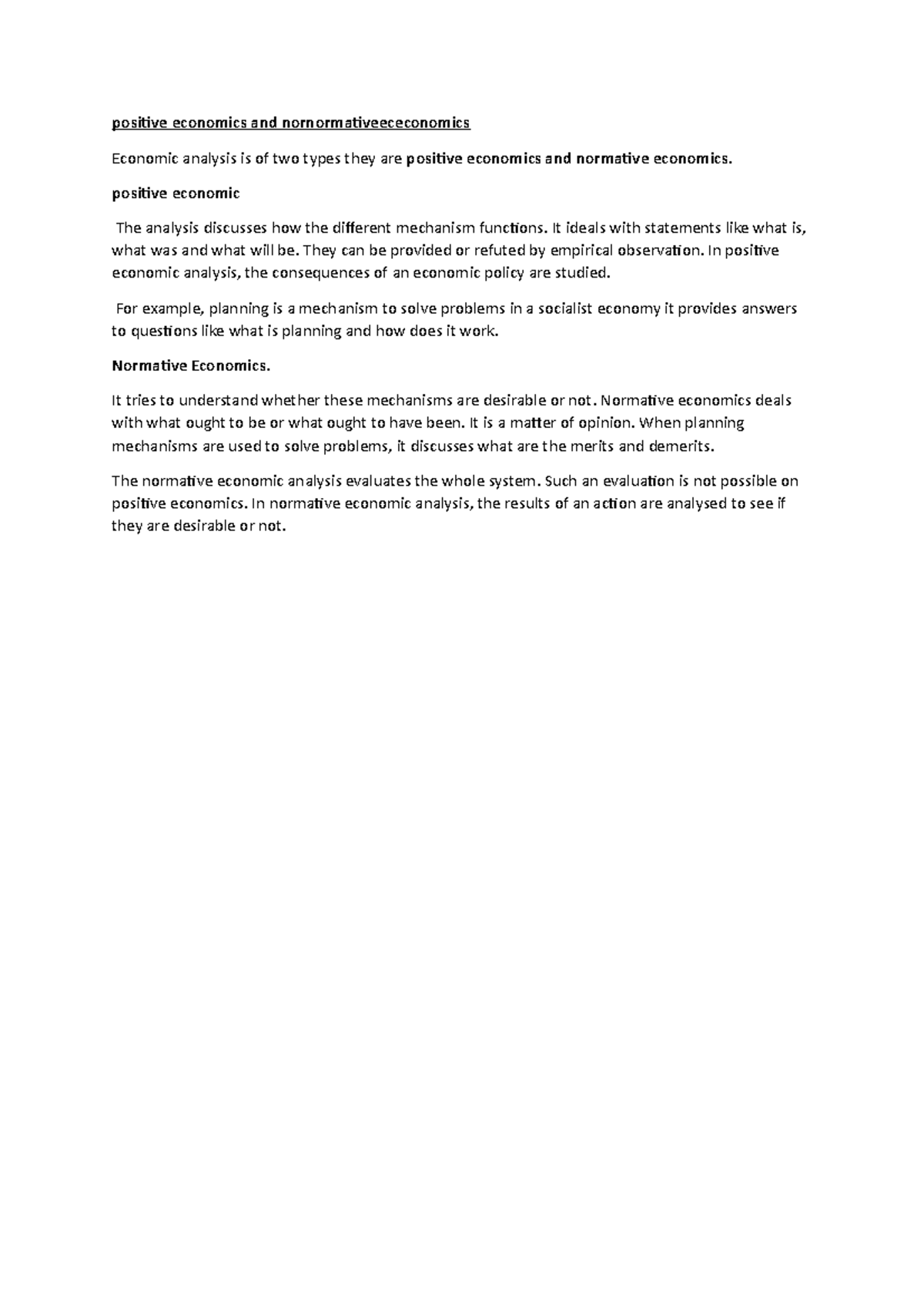 Positive economics and normative economics - positive economic The ...