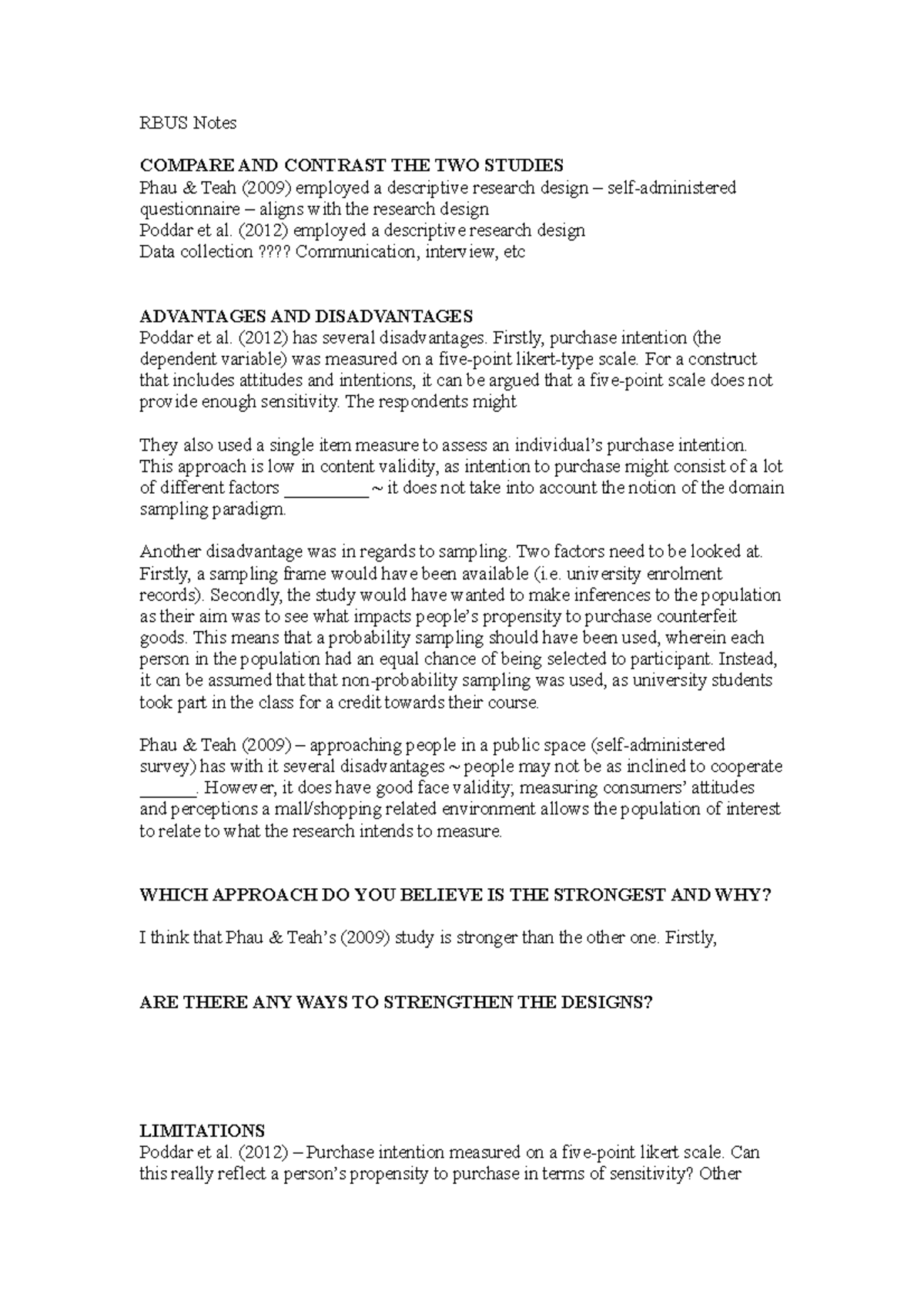 End of semester exam essay exemplar - RBUS Notes COMPARE AND CONTRAST ...