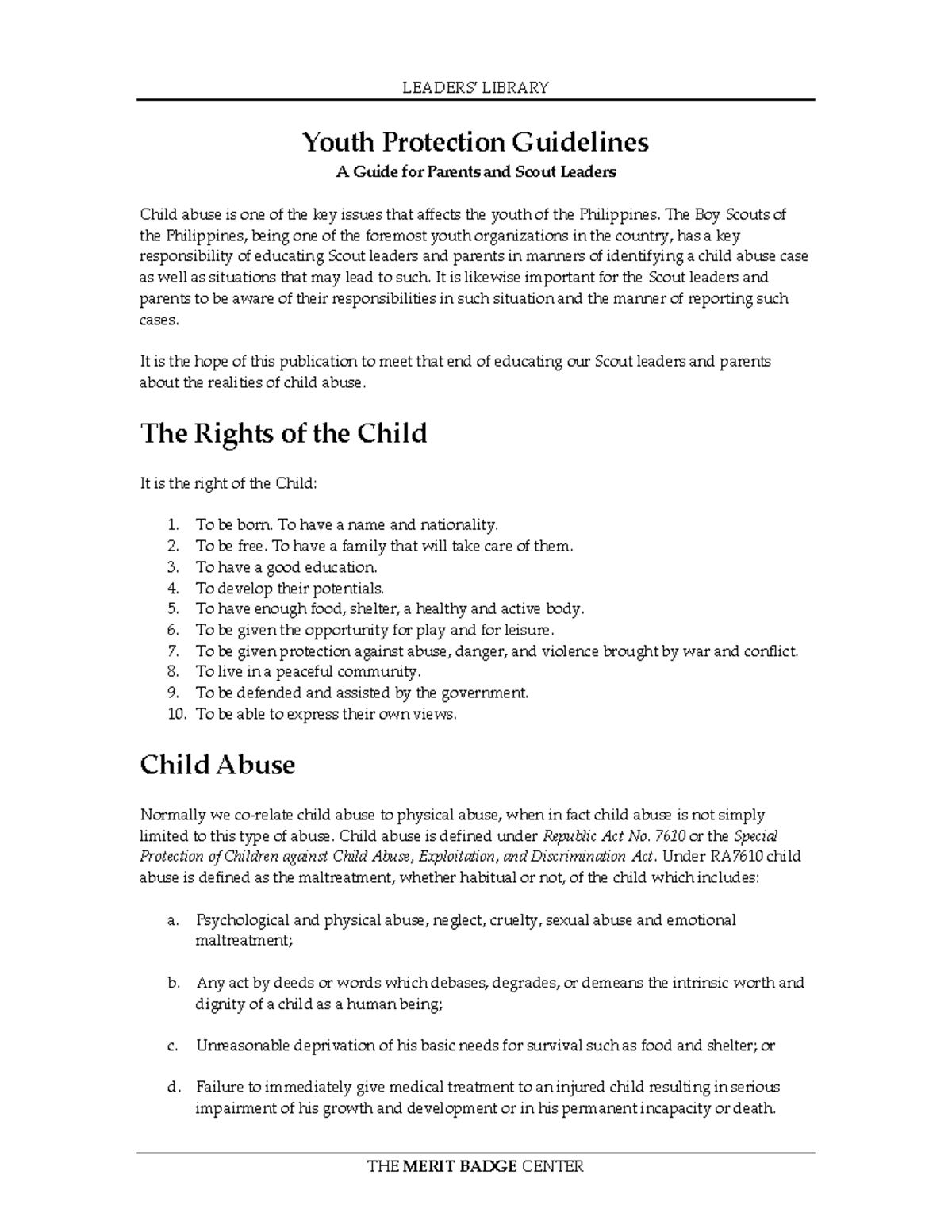 Ll youthprotection - none - LEADERSí LIBRARY Youth Protection ...