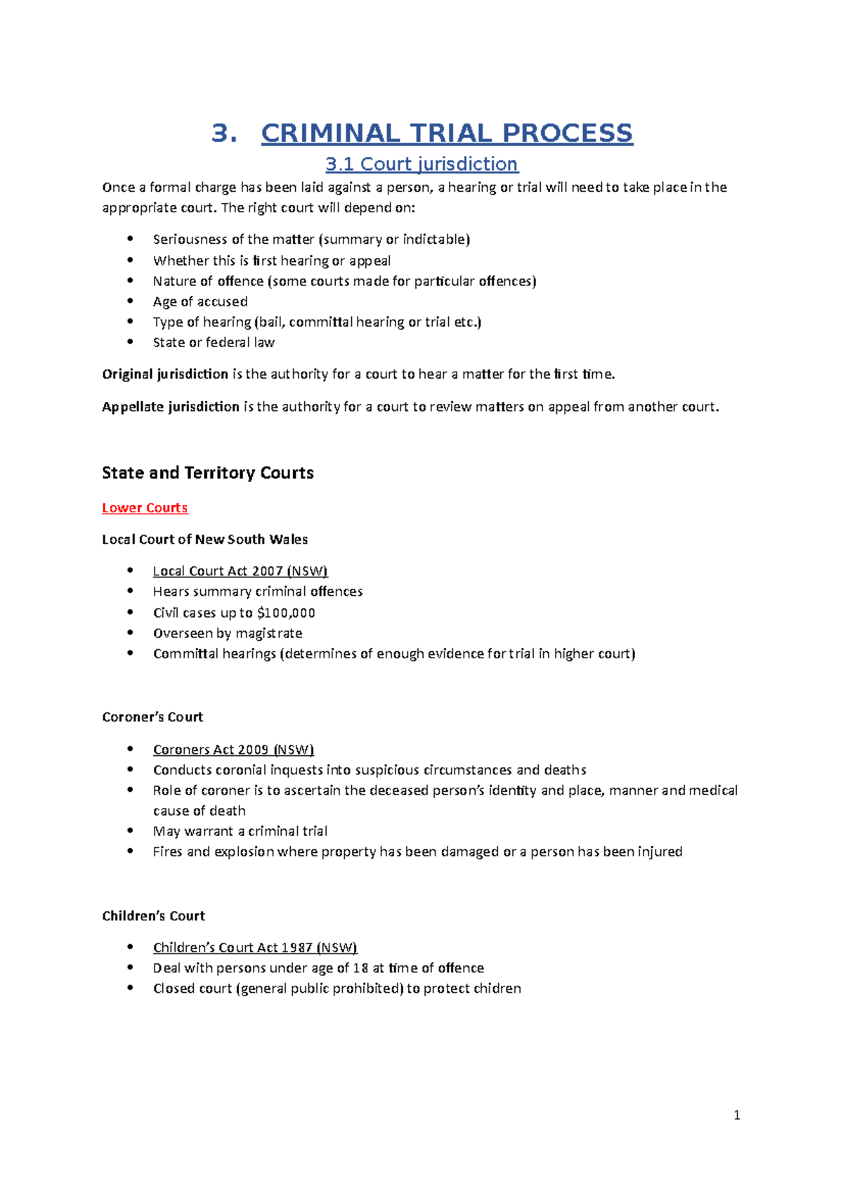 Criminal Trial Process Lecture Notes - 3. CRIMINAL TRIAL PROCESS 3 ...