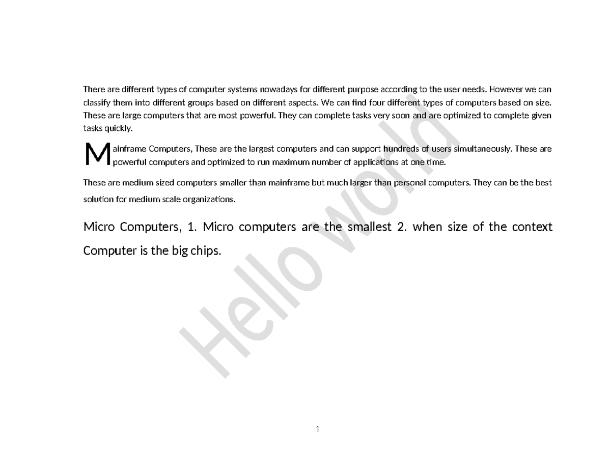 Microsoft word Practical - There are different types of computer ...