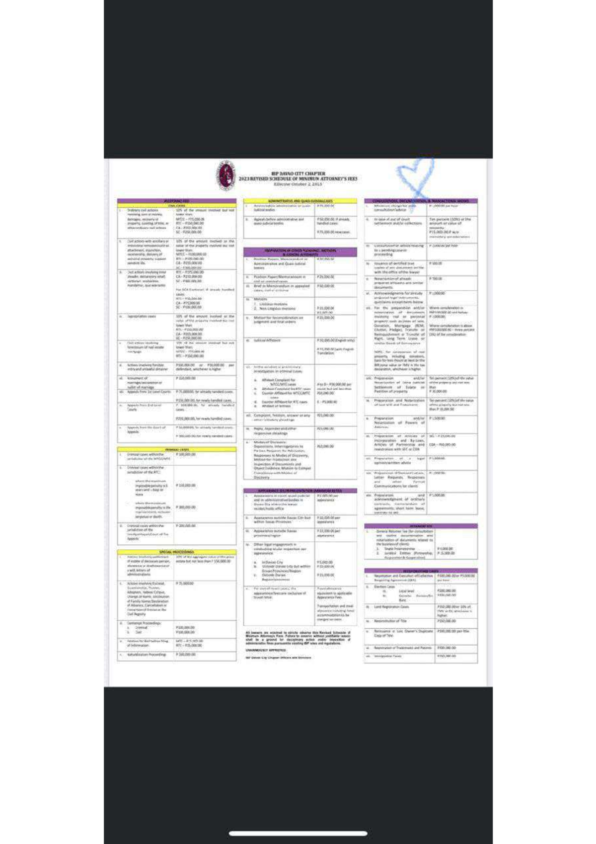 IBP Fees SChedule 2023 Davao Chapter - IBP DAVAO CITY CHAPTER 2023 ...