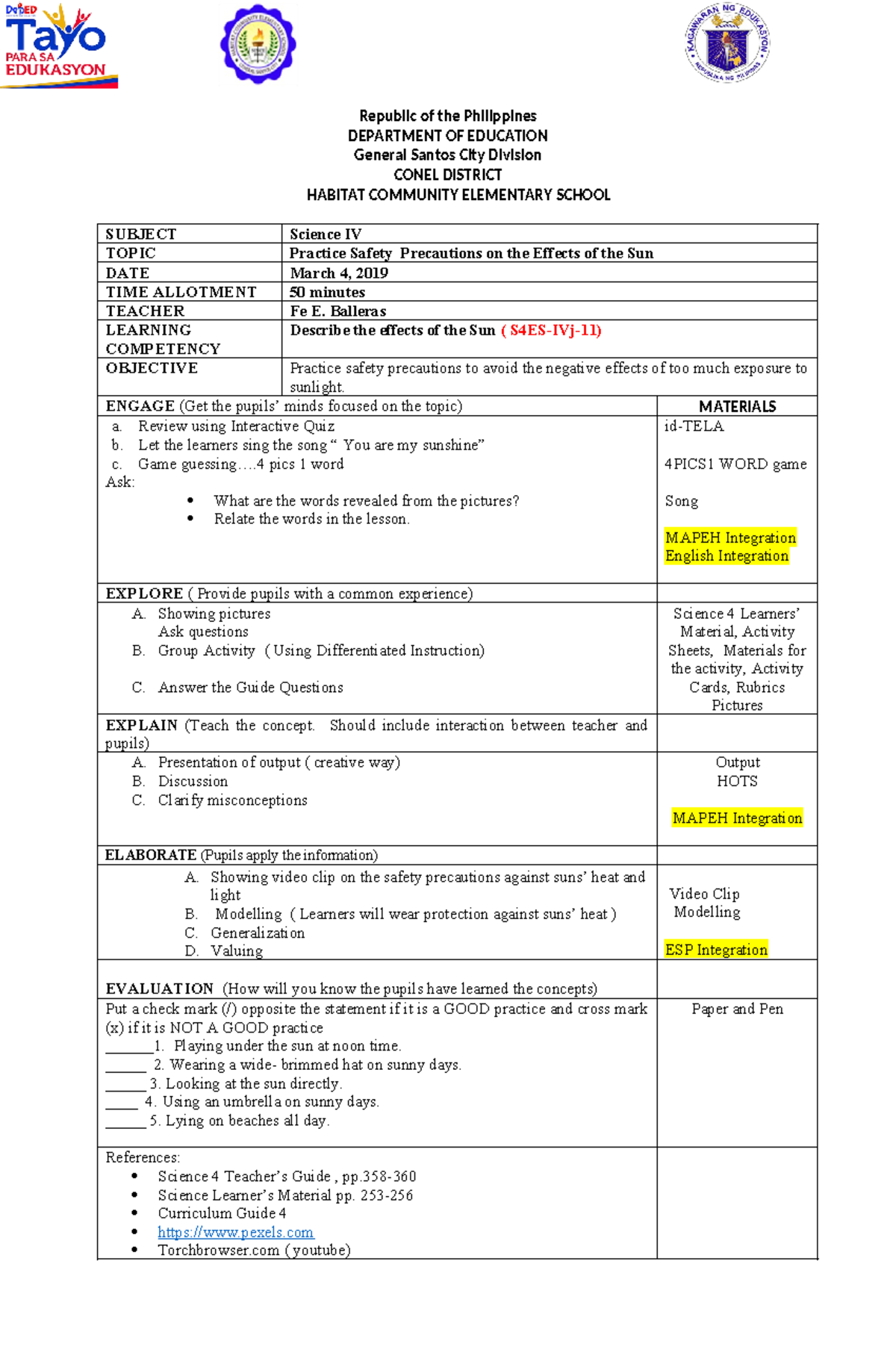 COT DLP Science 4 BY Teacher FE E. Balleras - Republic of the ...