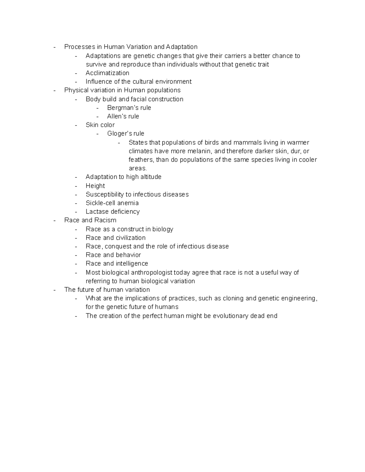 Chapter 4- Human Variation and Adaption - Processes in Human Variation ...