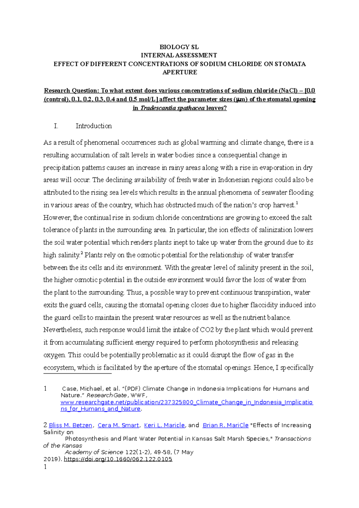 Biology IA (Final) - IA lab report - BIOLOGY SL INTERNAL ASSESSMENT ...