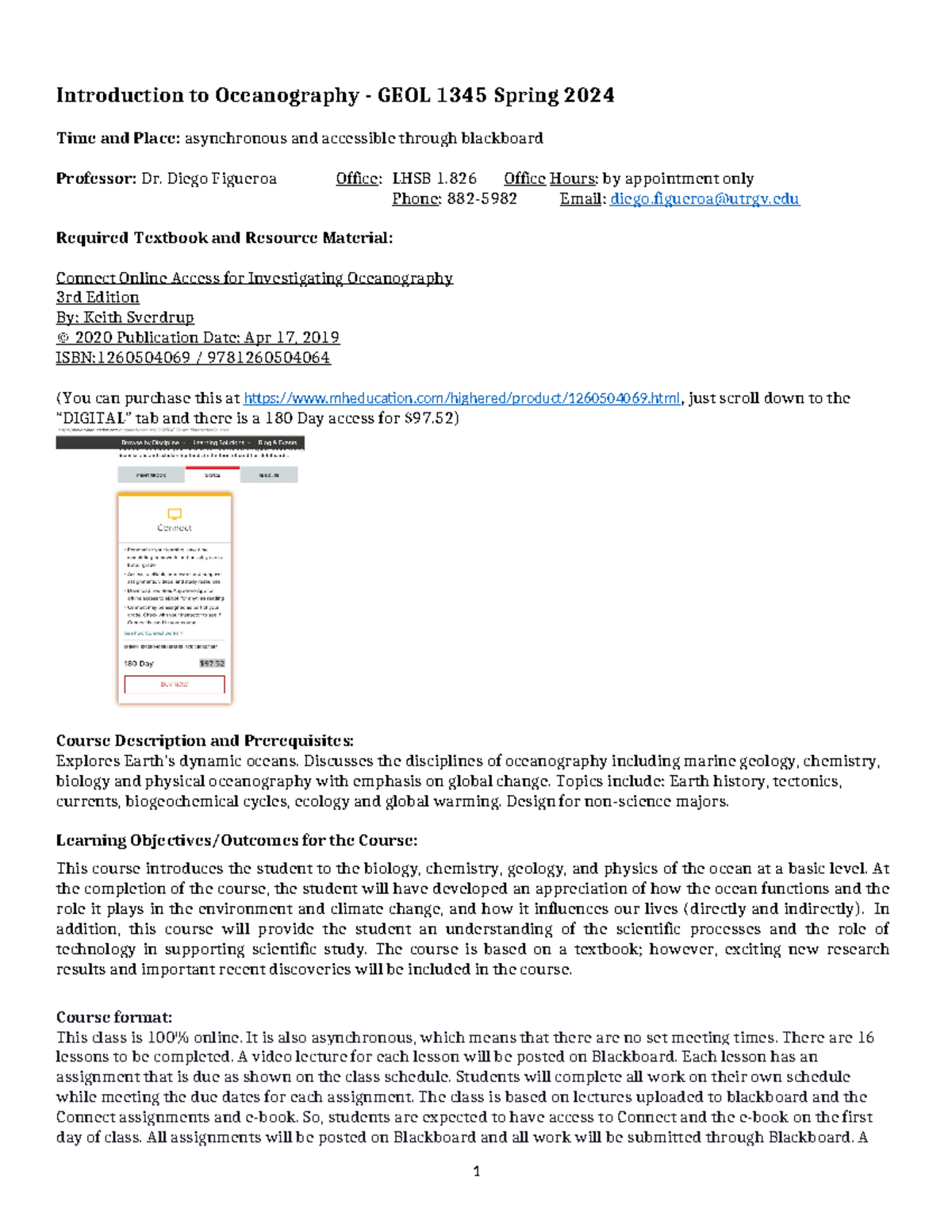 Syllabus GEOL 1345 Introduction to Oceanography Spring 2024 Online ...