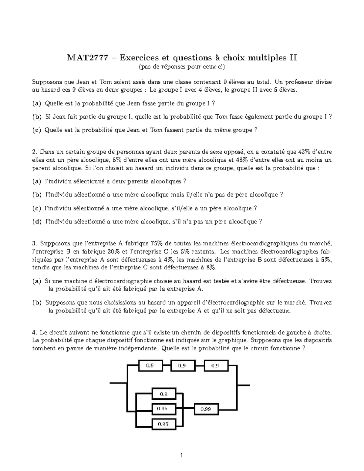 Mat2777-ex2 - Exercices pratiques - MAT2777 – Exercices et questions `a ...