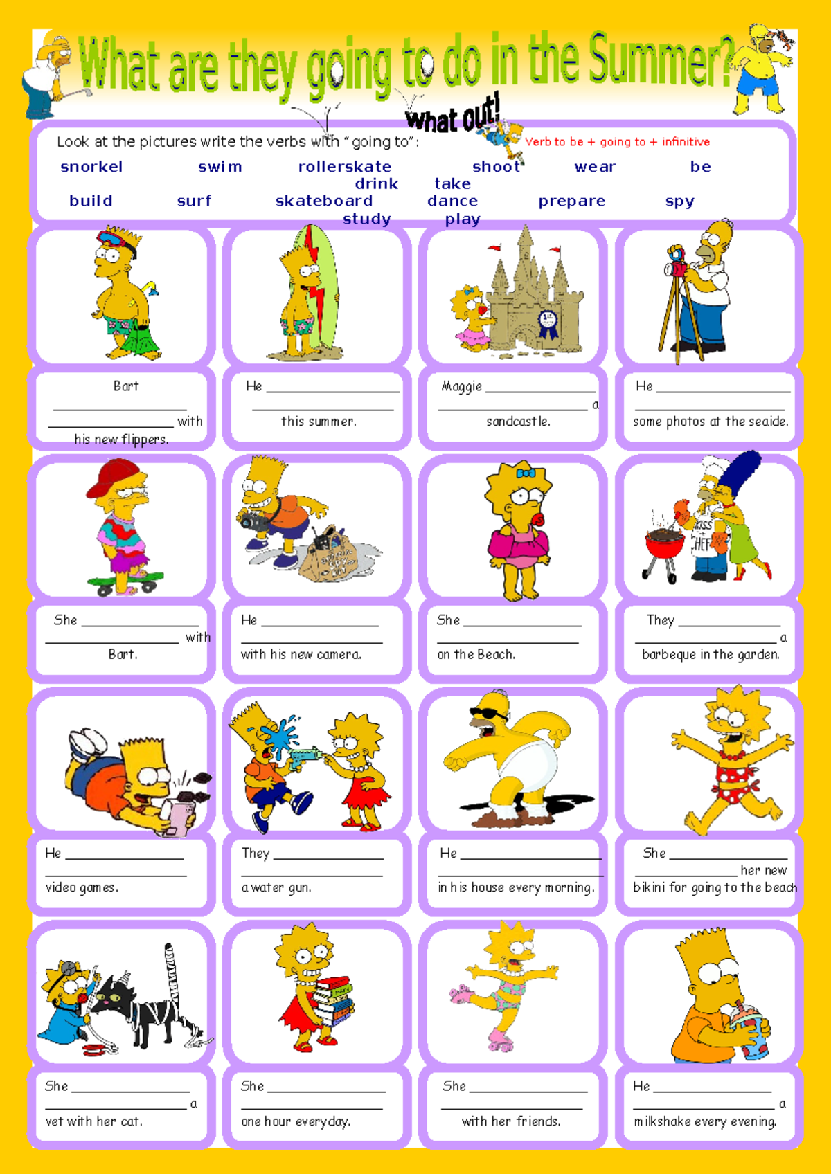 Simpsons-summer-with-going-to 78210 - Look at the pictures write the ...