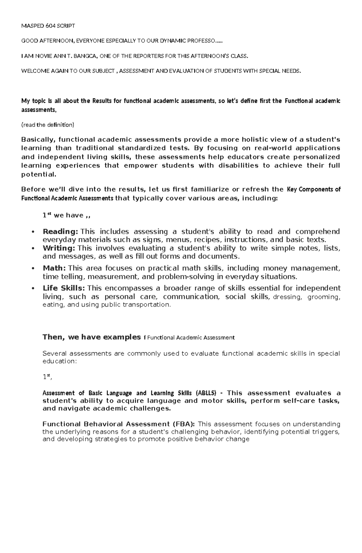 Masped 604 Script - NONE - MASPED 604 SCRIPT GOOD AFTERNOON, EVERYONE ...