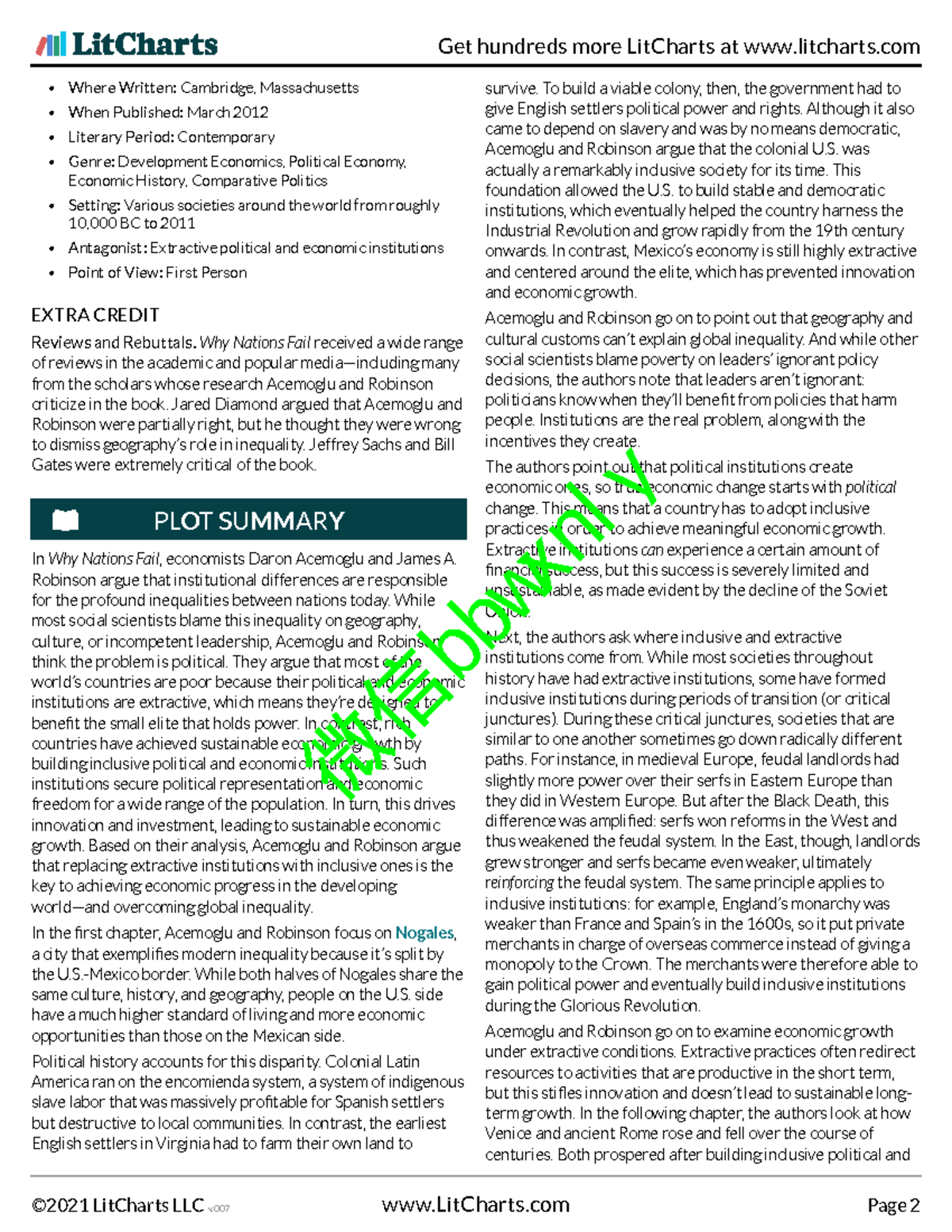 Why-Nations-Fail-Lit Chart 2 - Where Written: Cambridge, Massachusetts ...