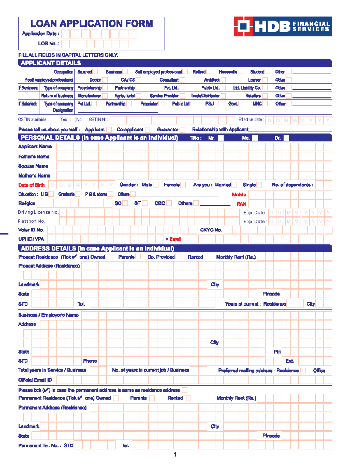Personal LOAN Application FORM - BE Computer Science - GSTIN available ...
