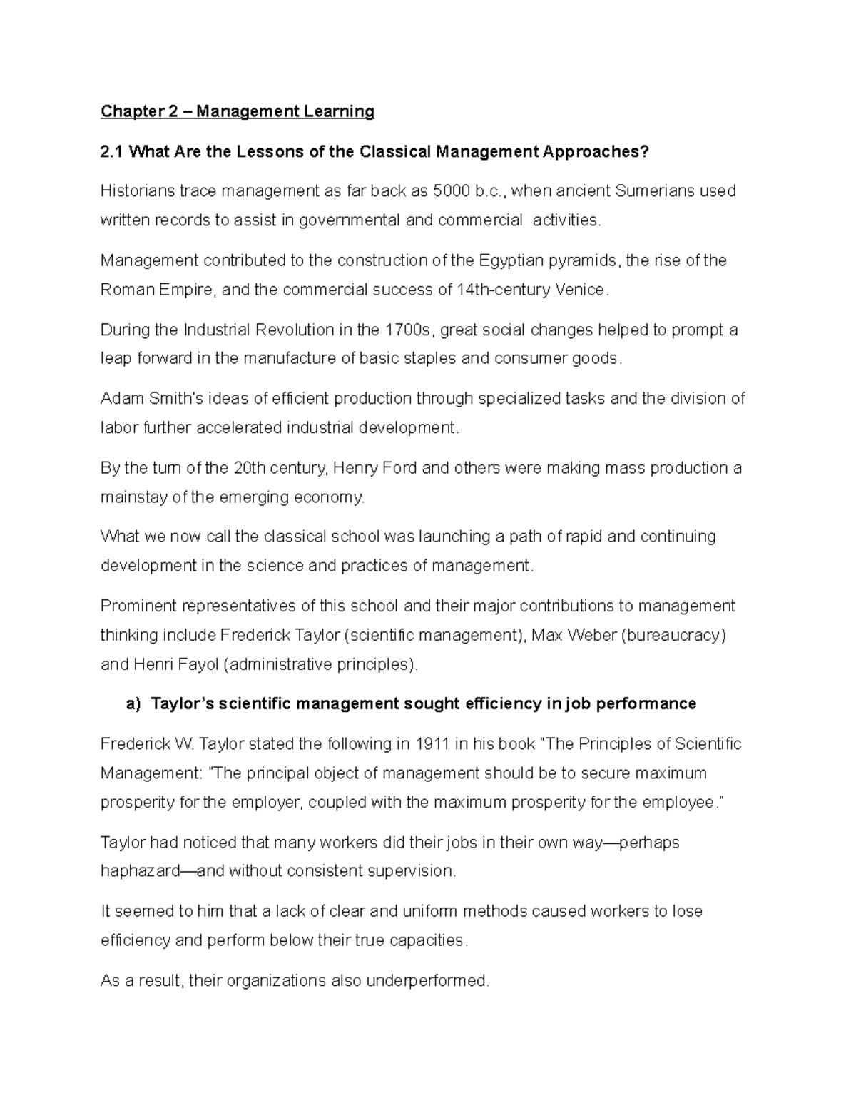 Chapter 2 Chapter 2 Management Learning 2 What Are The Lessons Of