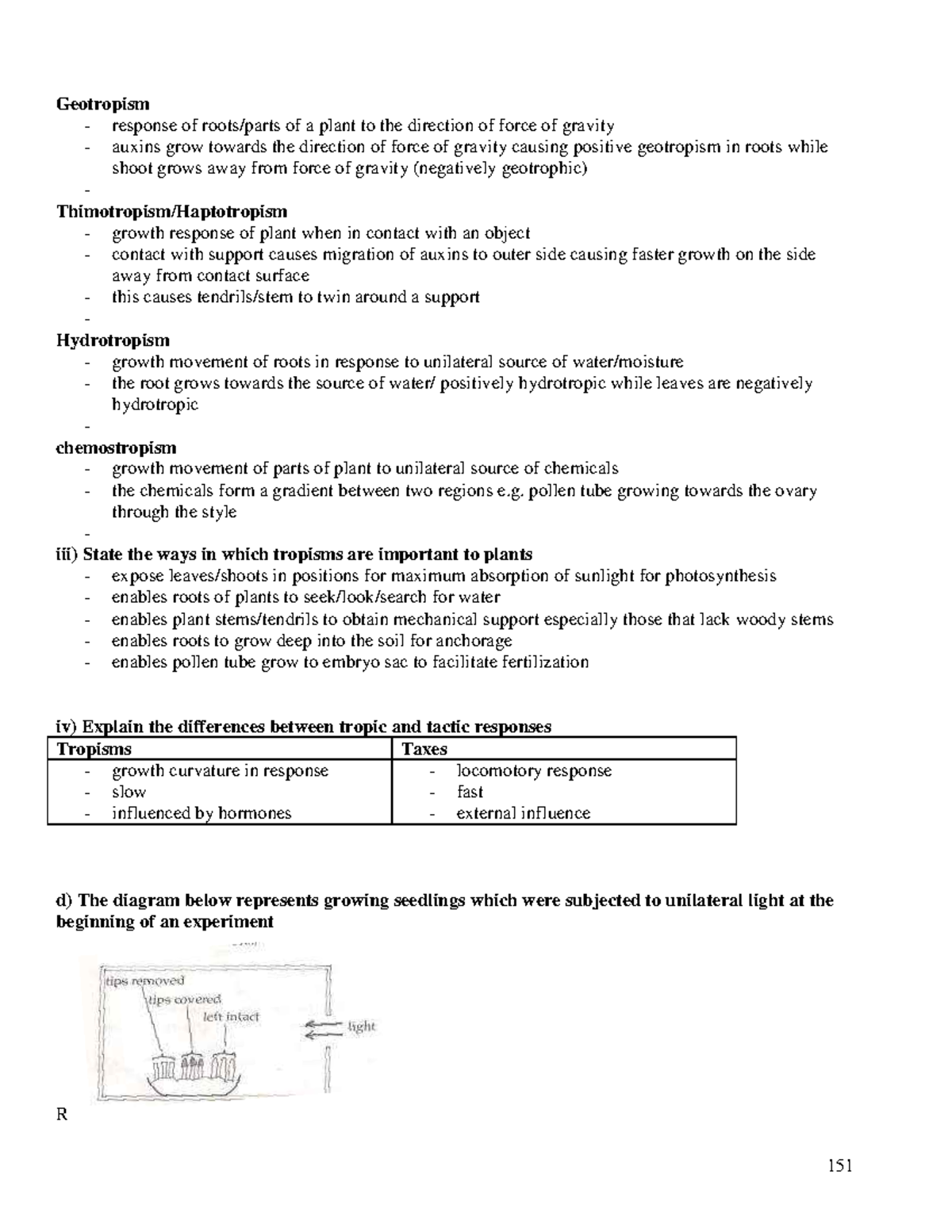 S2-biology-notes-2020 p11 - Geotropism - response of roots/parts of a ...