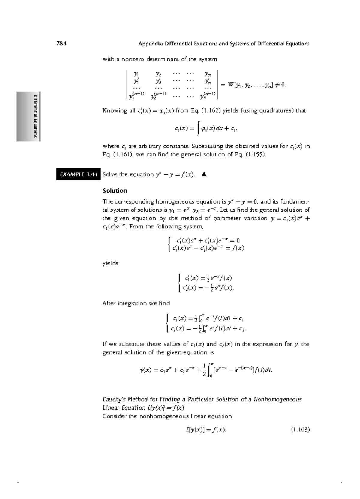 Cauchy's function - with a nonzero determinant of the system y 1 y 2 yn ...