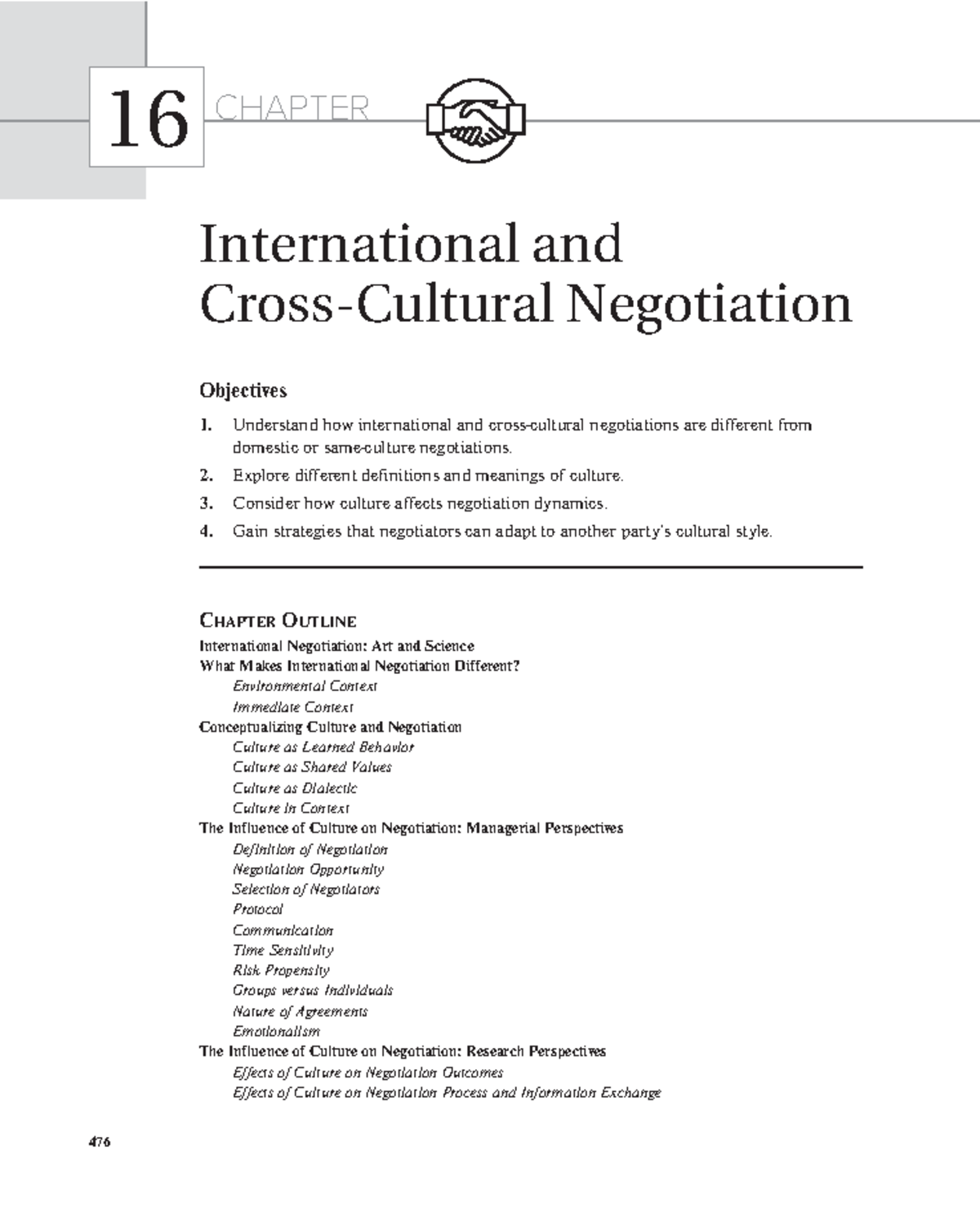 6.1. Chapter 16. Negotiation 2020 - 476 International and Cross!Cultural Negotiation 16 CHAPTER ...