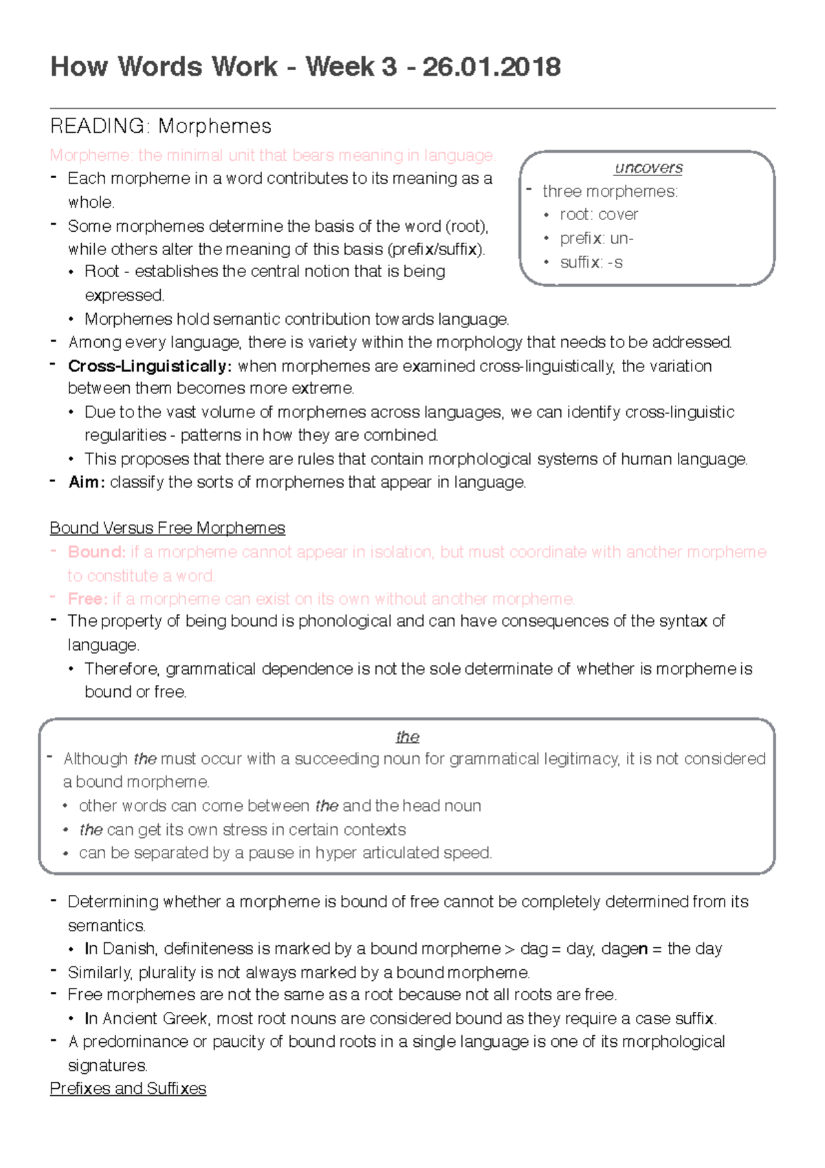How Words Work - Lecture notes 1-2 - How Words Work - Week 3 - 26 ...