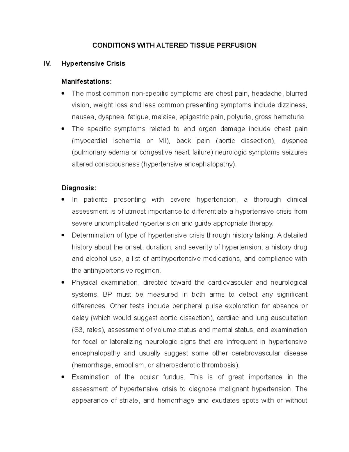 PART 13 - Conditions WITH Altered Tissue Perfusion - CONDITIONS WITH ...