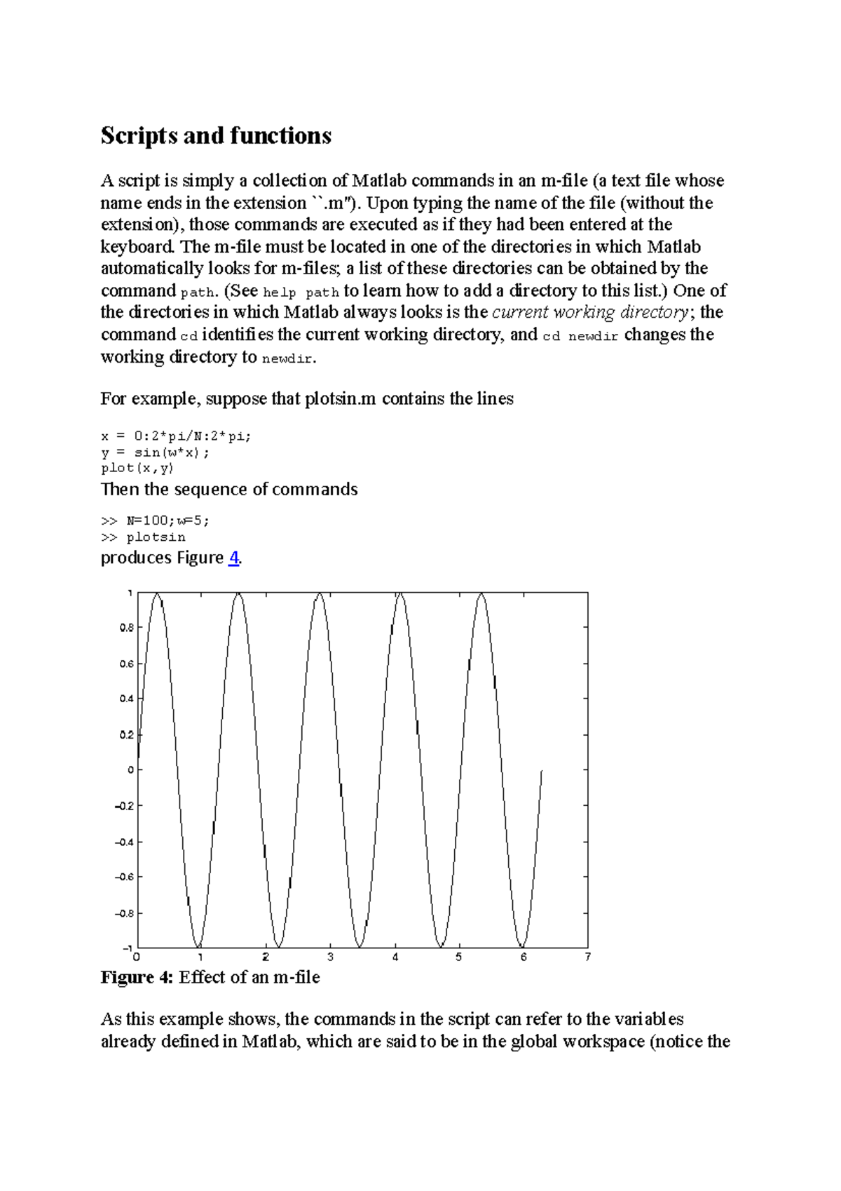 Scripts and functions - m''). Upon typing the name of the file (without ...