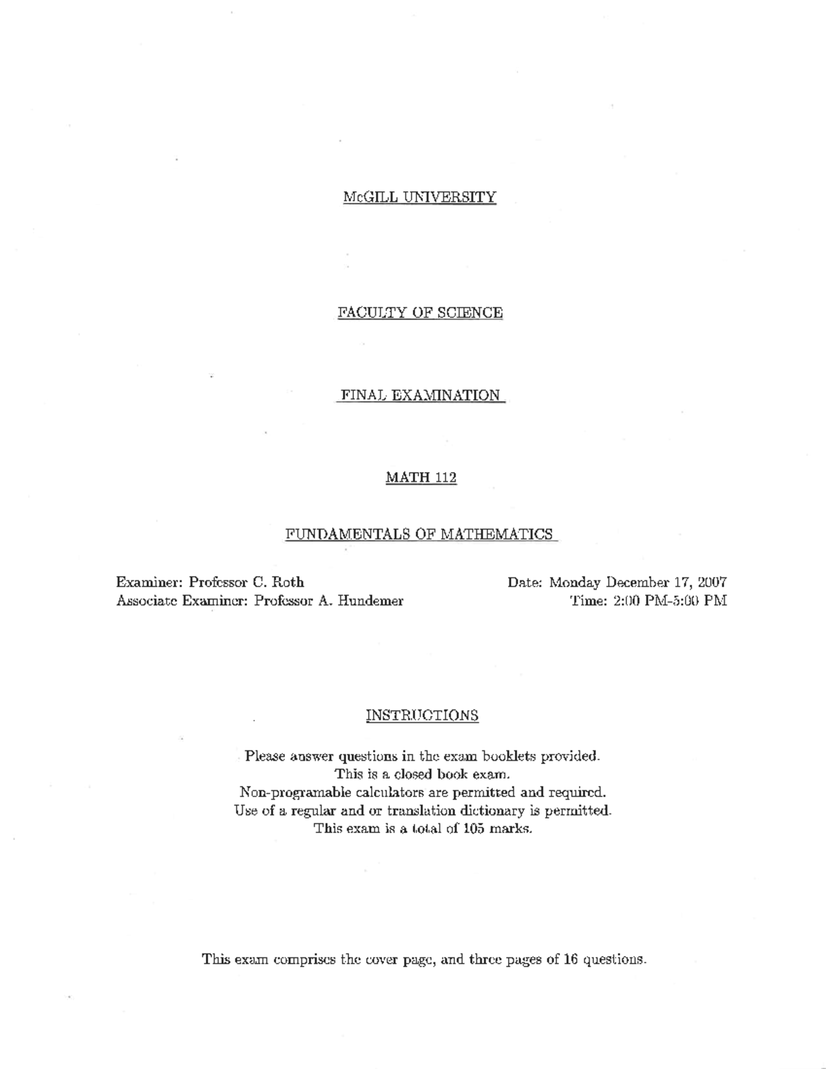 MATH 112 december 2007 - Practice/Exam - Math 112 - Studocu