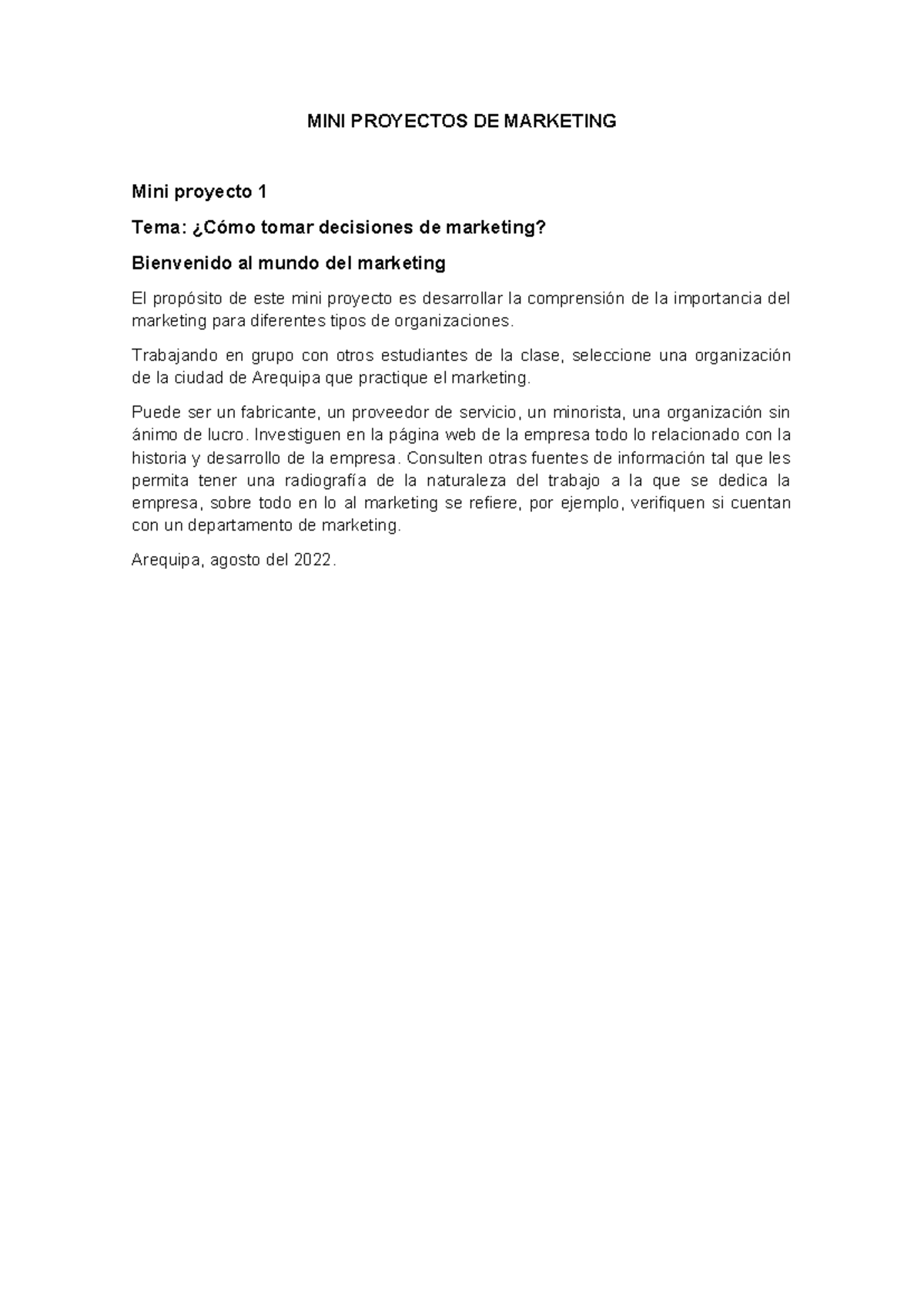 Caso 1 - deedd - MINI PROYECTOS DE MARKETING Mini proyecto 1 Tema ...