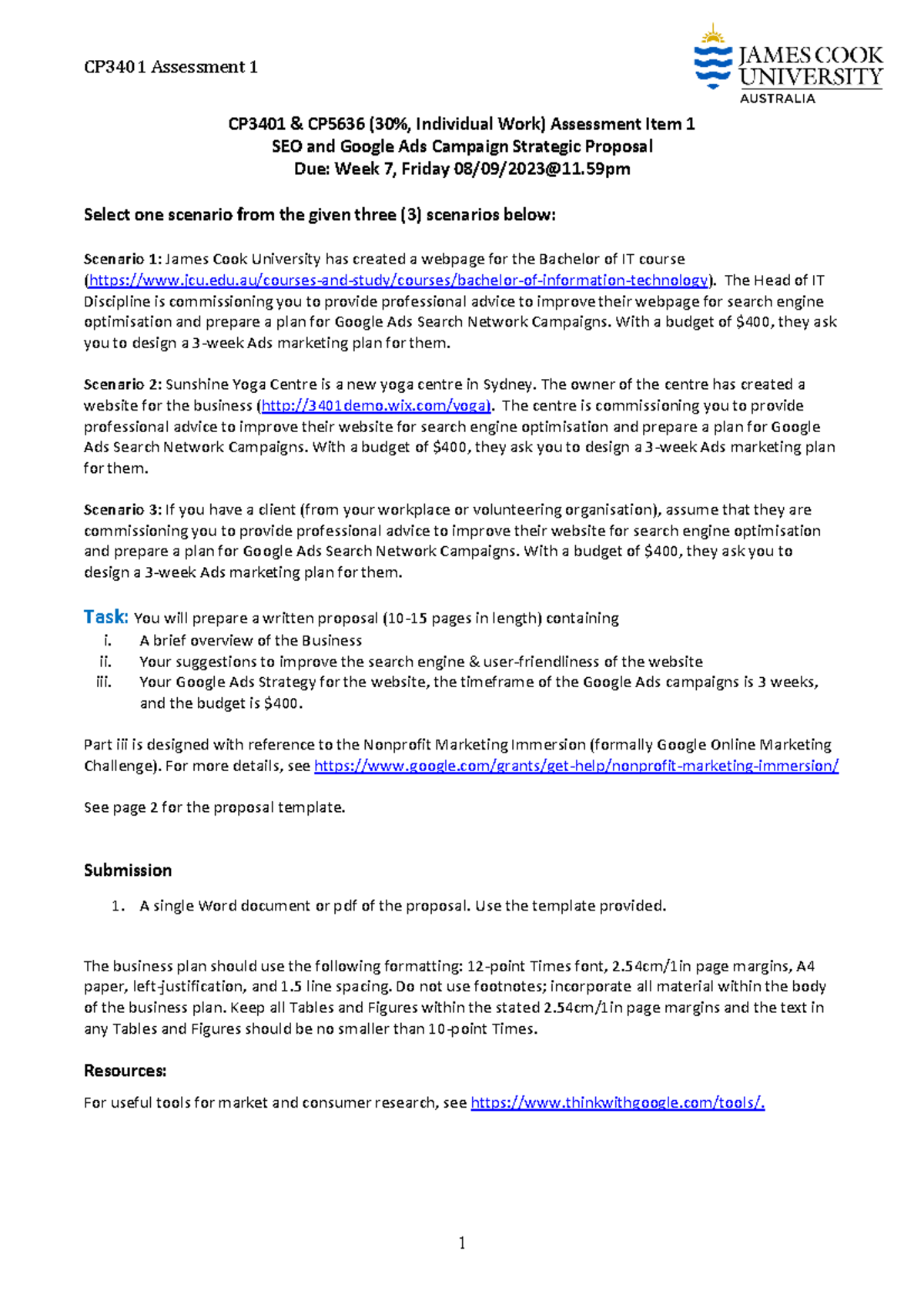 2023 SP2 CP3401 CP5636-Assessment Item 1 - CP3401 & CP5636 (30% ...