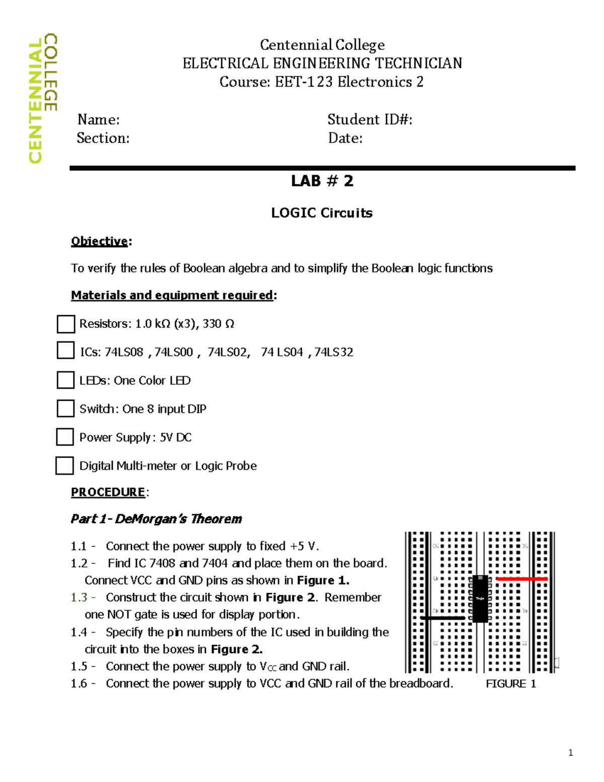 Logic Circuits and Boolean Algebra Lab - Studocu