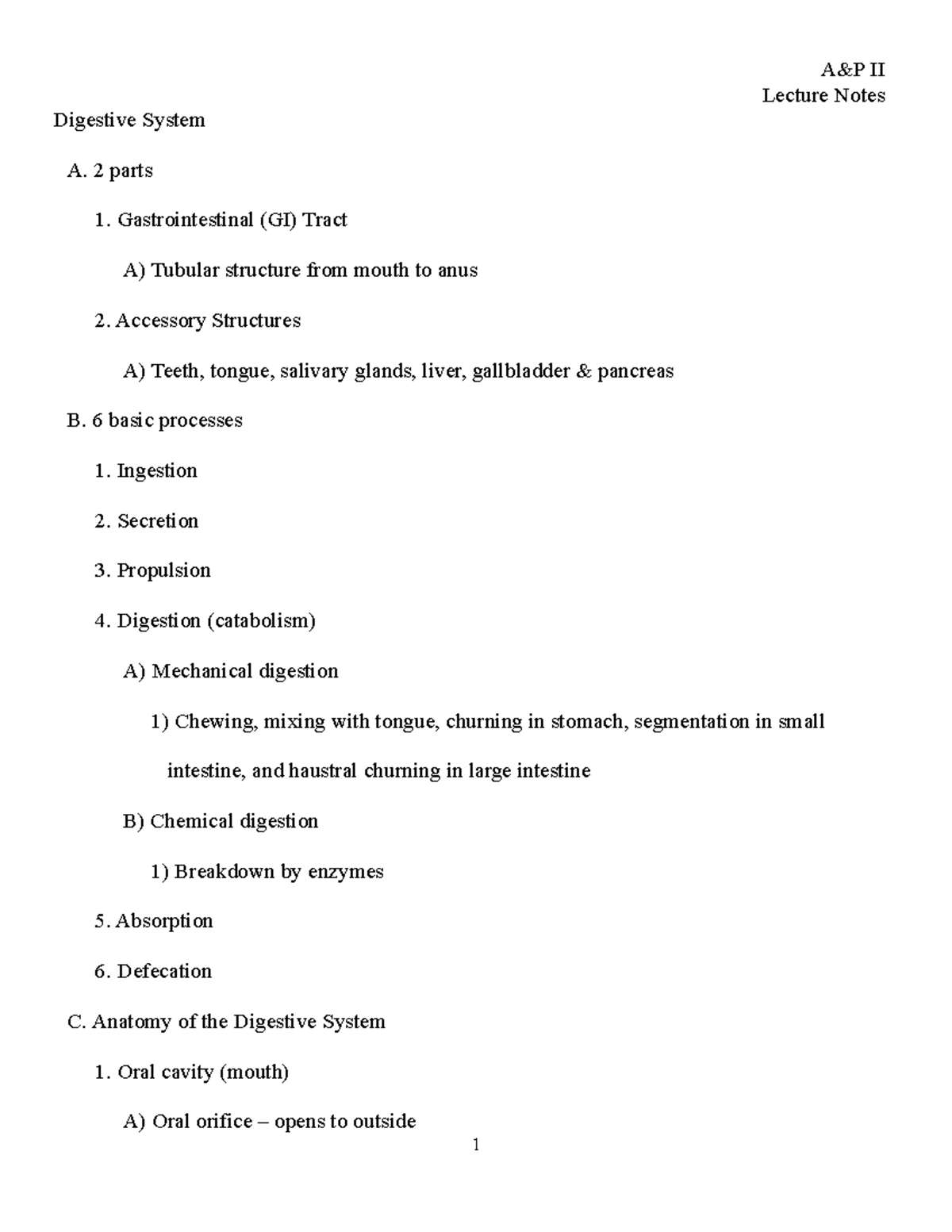 2021-BIOL 2652-Anatomy-Physiology-II-Digestive-System-Lecture-Notes ...
