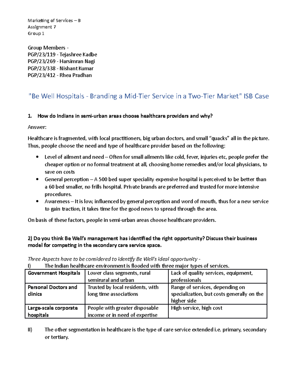 487090708 Mo S Be Well Assignment 7 Group 1 docx - Marketing of Services – B Assignment 7 Group ...
