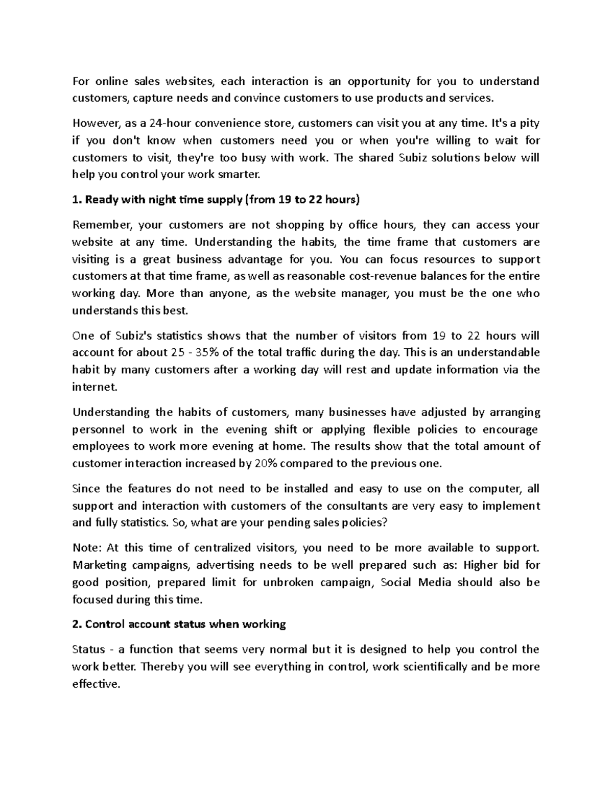 Effective customer interaction strategy - For online sales websites ...