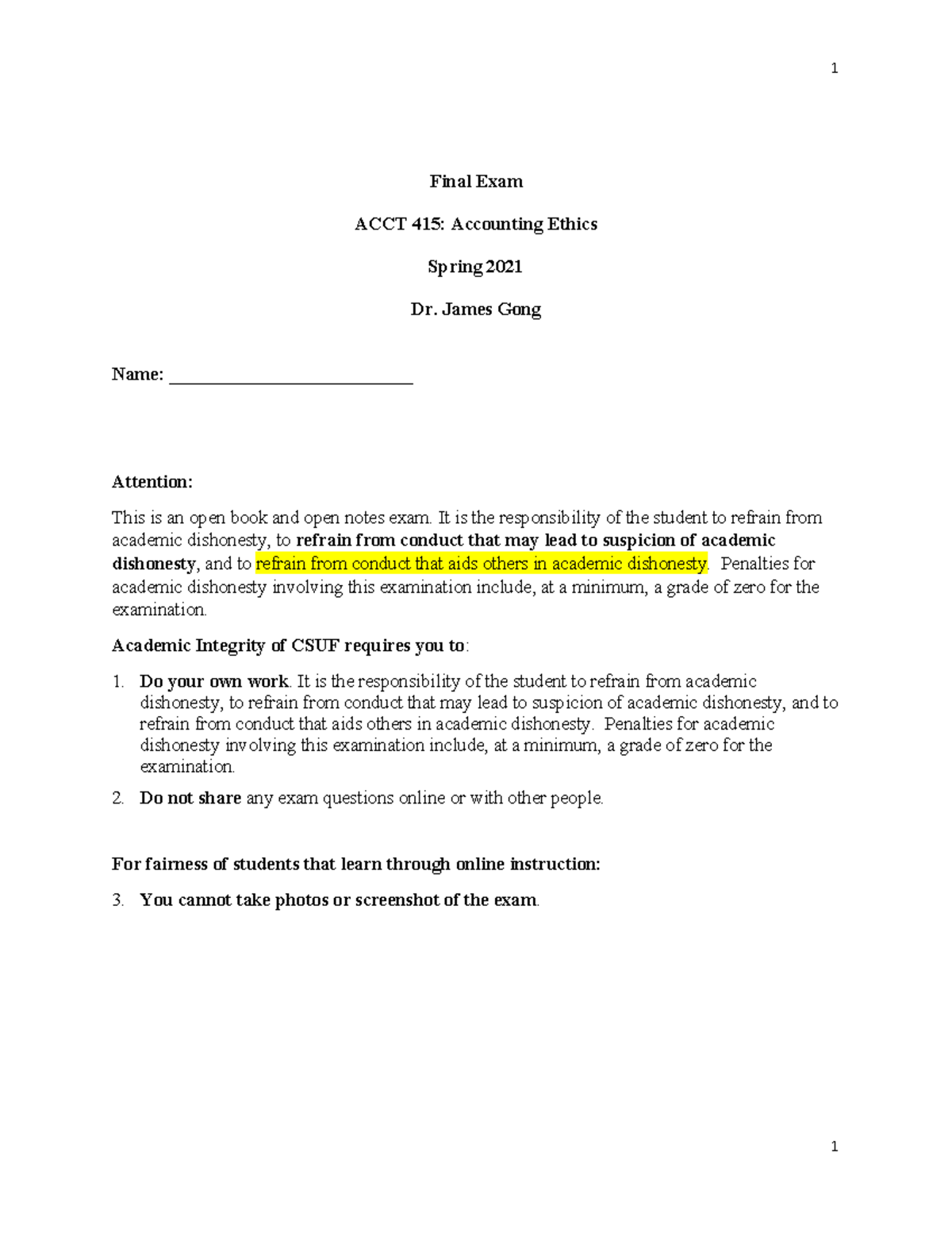 415 practice final exam 2021 summer answers - Final Exam ACCT 415 ...