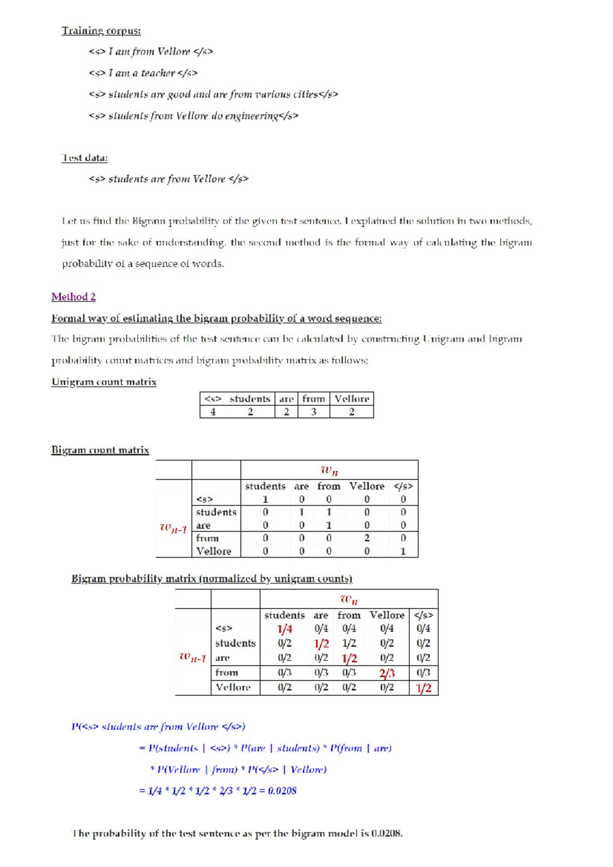 Bi gram example - Natural language Processing - Studocu