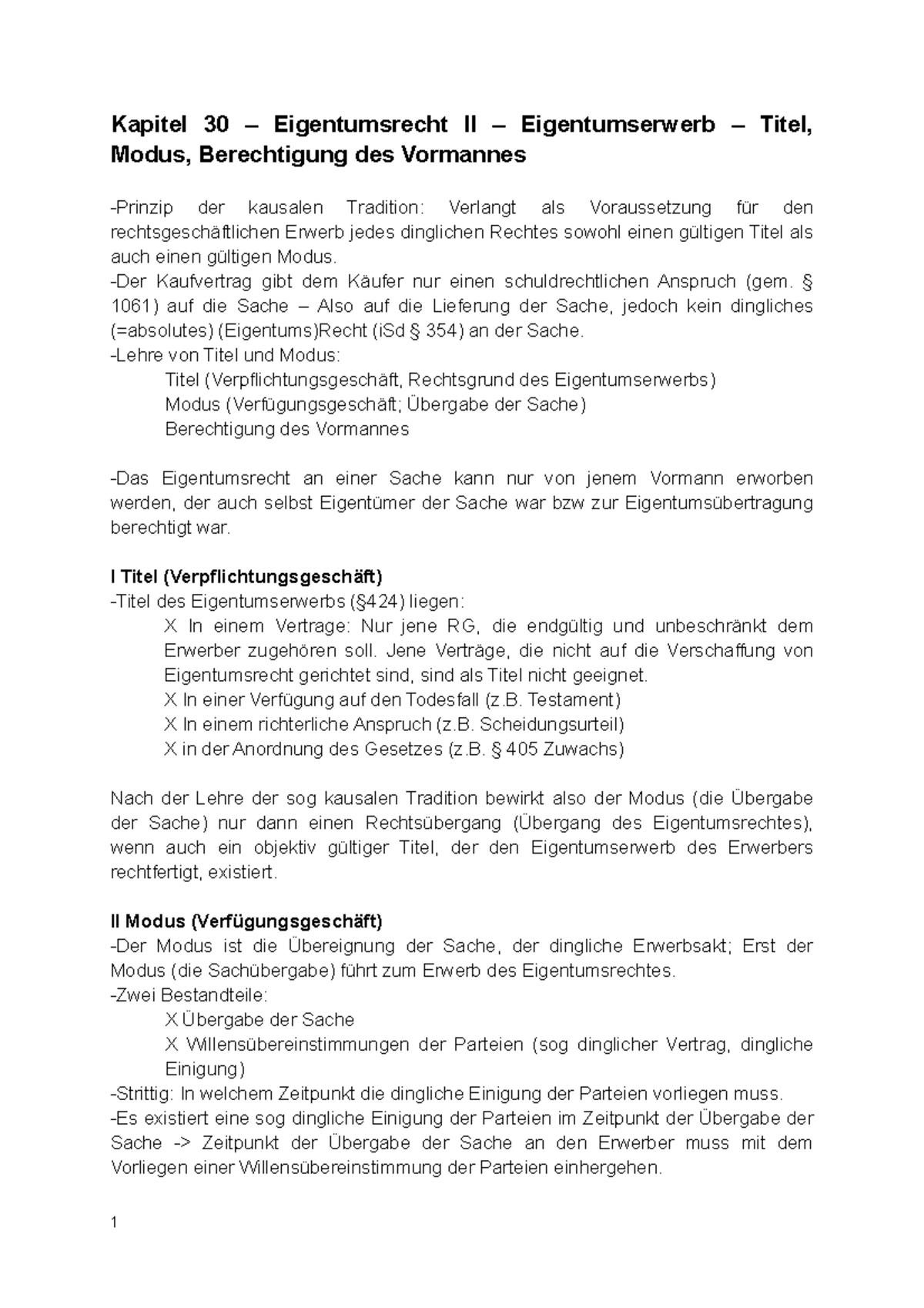 Kapitel 30 - Eigentumsrecht II - Kapitel 30 – Eigentumsrecht II ...