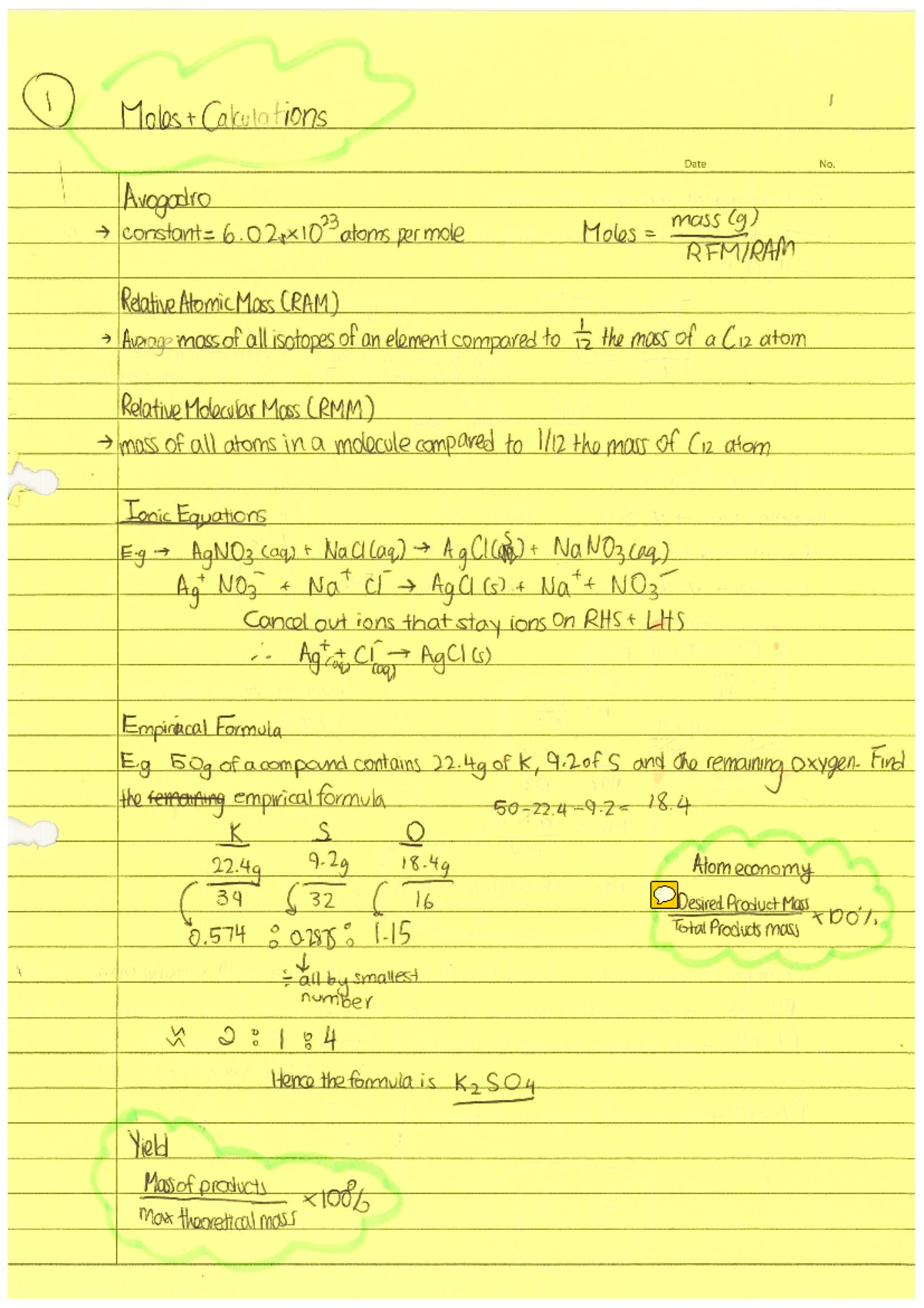 1-moles - notes on moles - Chemistry - Studocu