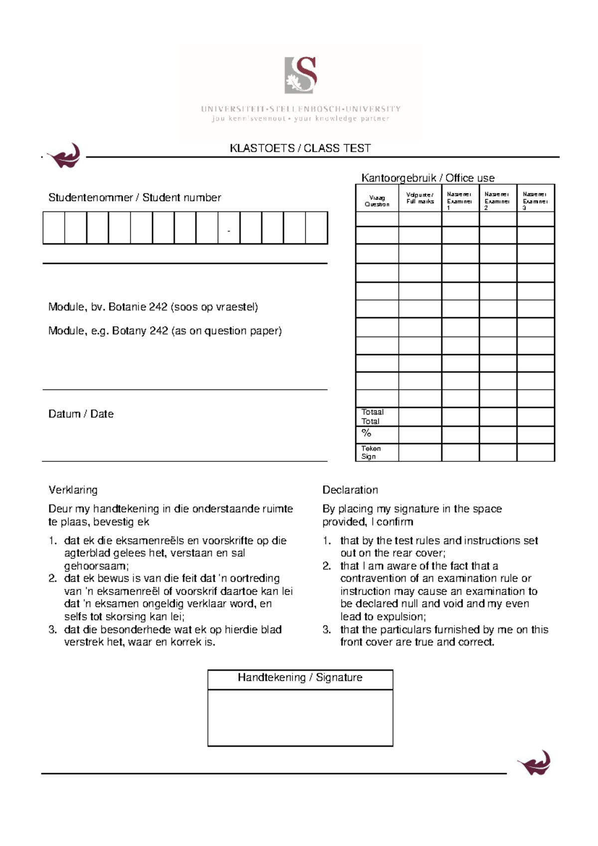 Computer Science E214 Theory Test 2019 - KLASTOETS / CLASS TEST ...
