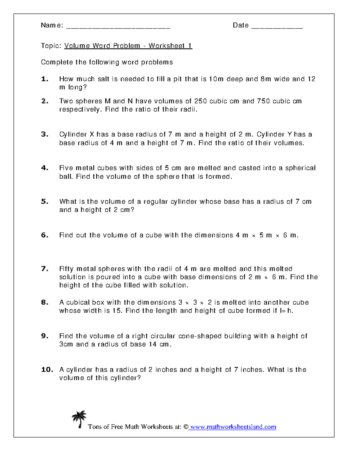 Volume word problem ws pack - Topic: Volume Word Problem - Worksheet 1 ...
