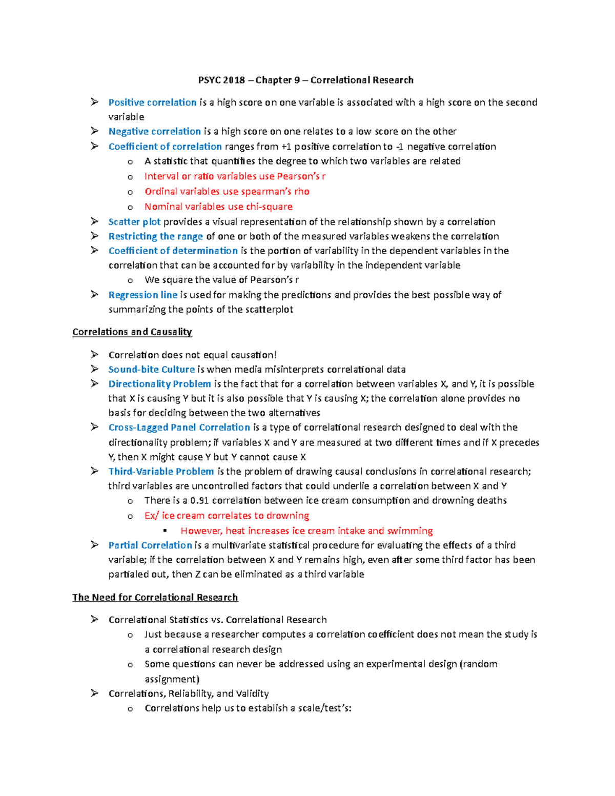 PSYC 2018 – Chapter 9 – Correlational Research - PSYC 2018 – Chapter 9 – Correlational Research ...