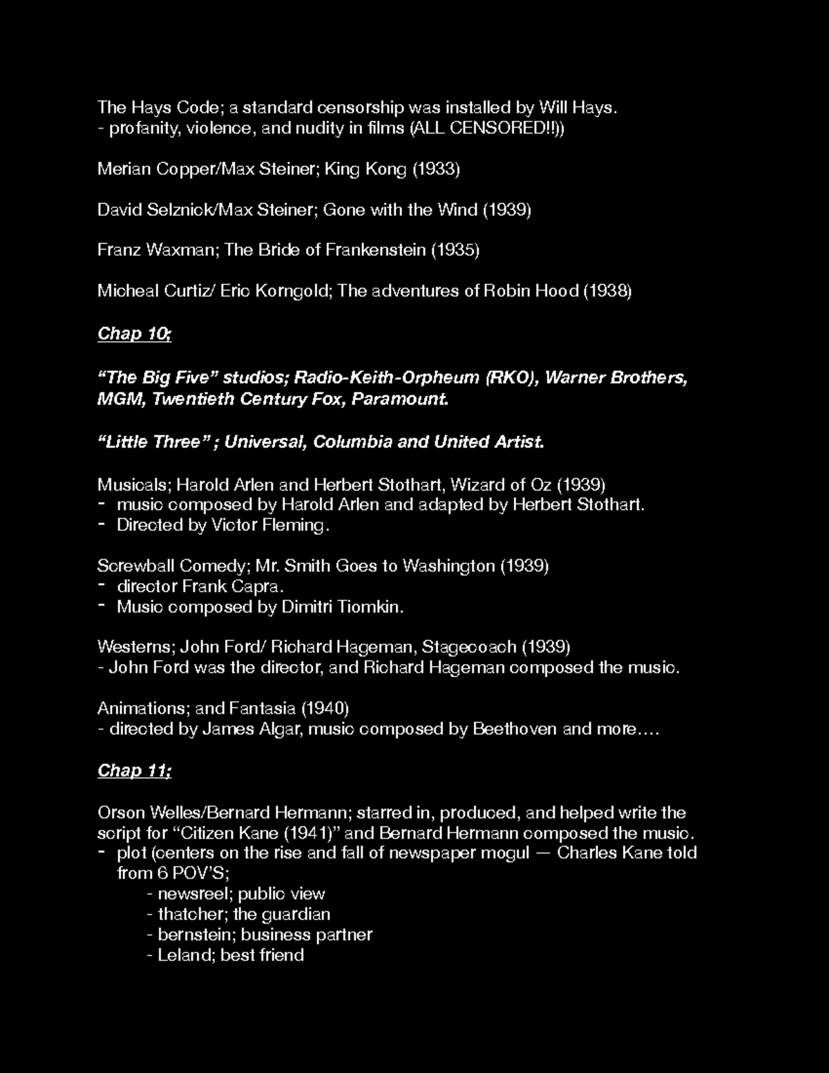 Midterm review 4 - The Hays Code; a standard censorship was installed ...