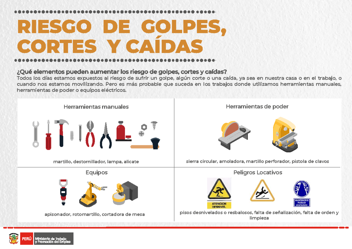 Infograf a 8 Riesgos Golpes Cortes Caidas RIESGO DE GOLPES CORTES Y