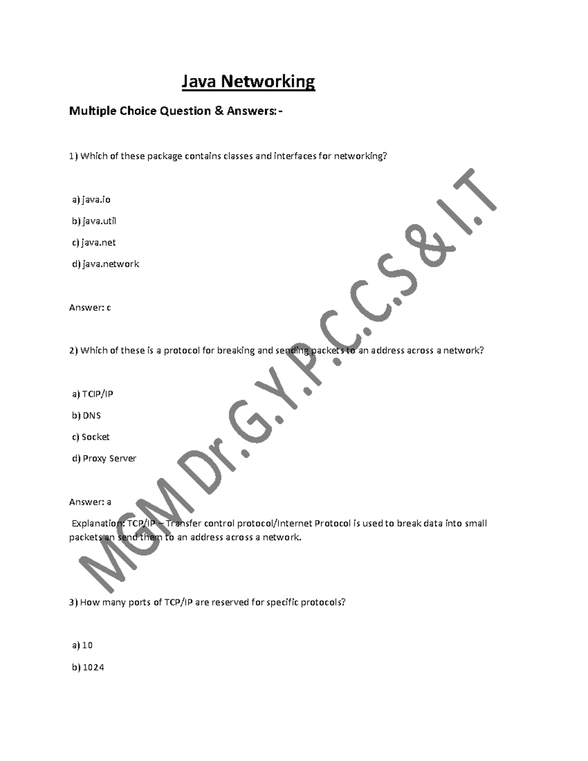 Java Networking - Summary Law of Evidence - Java Networking Multiple Choice Question & Answers ...