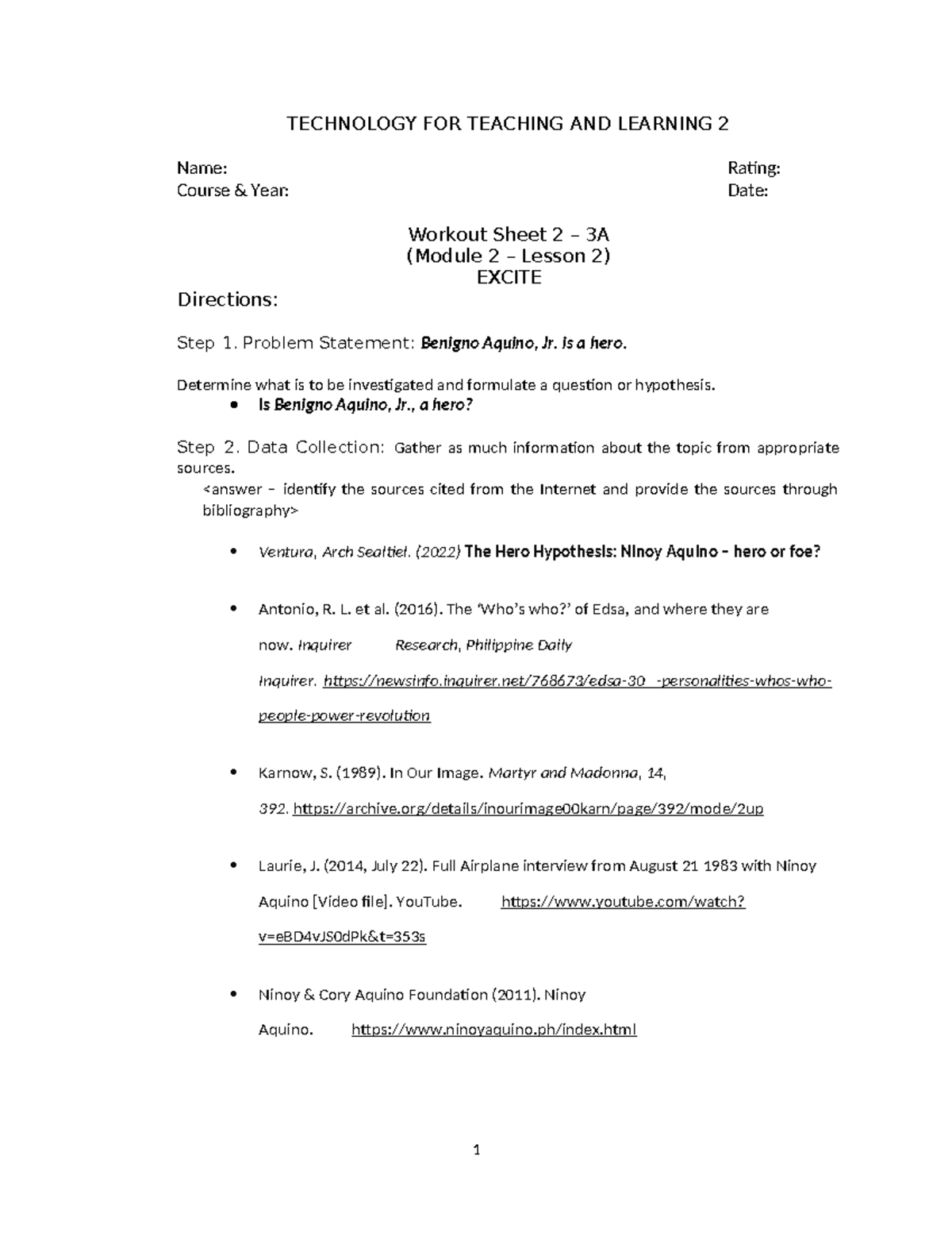 Daisy Mae Ramos - Technology 2 Work Sheet 3 - 2A - TECHNOLOGY FOR ...