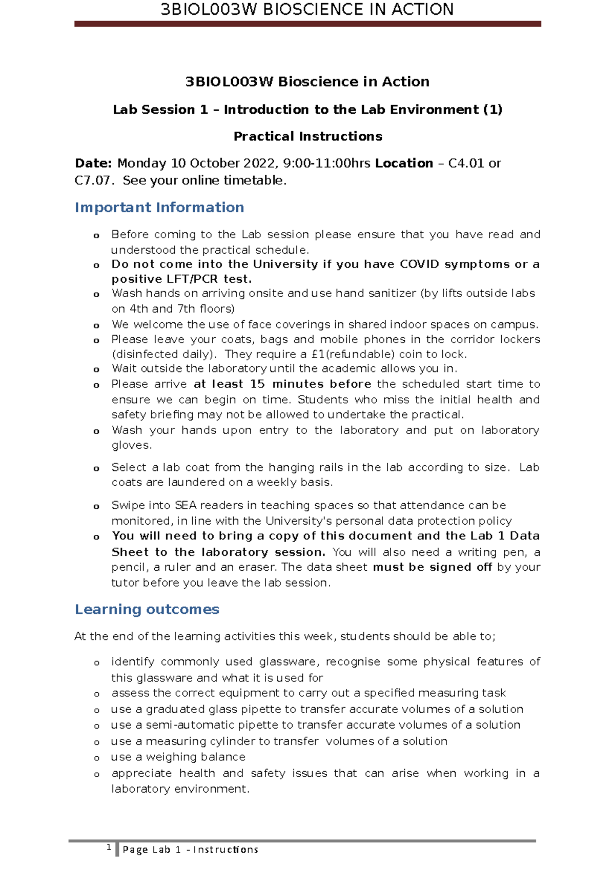 Lab 1 Introduction to the Lab environment 2022-23 - 3BIOL003W ...