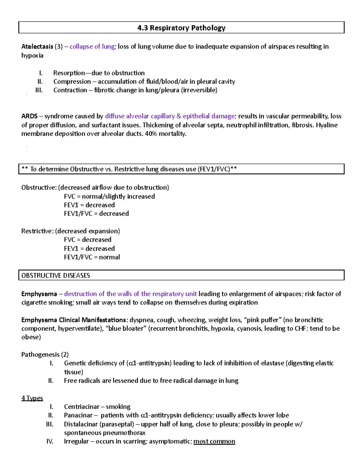 4.3 Overview - 4 Respiratory Pathology Atelectasis (3) collapse of loss ...
