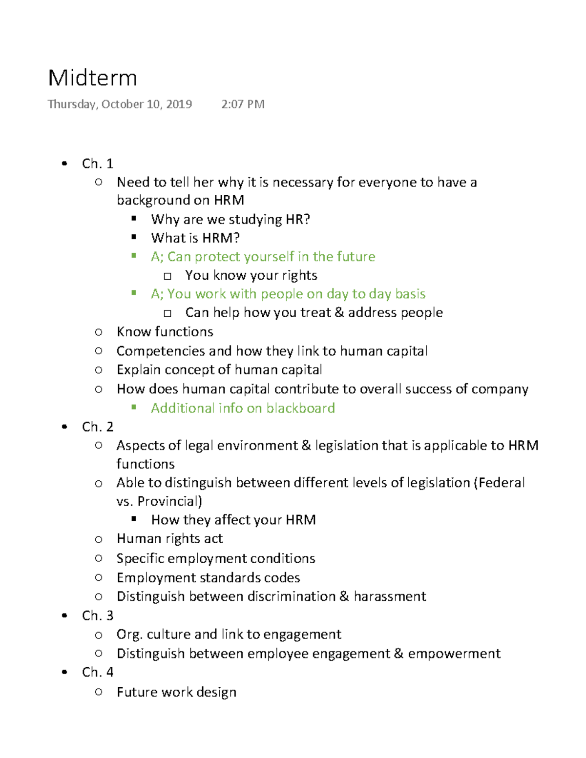 Midterm 22 October 2019, questions and answers - Warning: TT: undefined function: 32 Ch. 1 Need ...