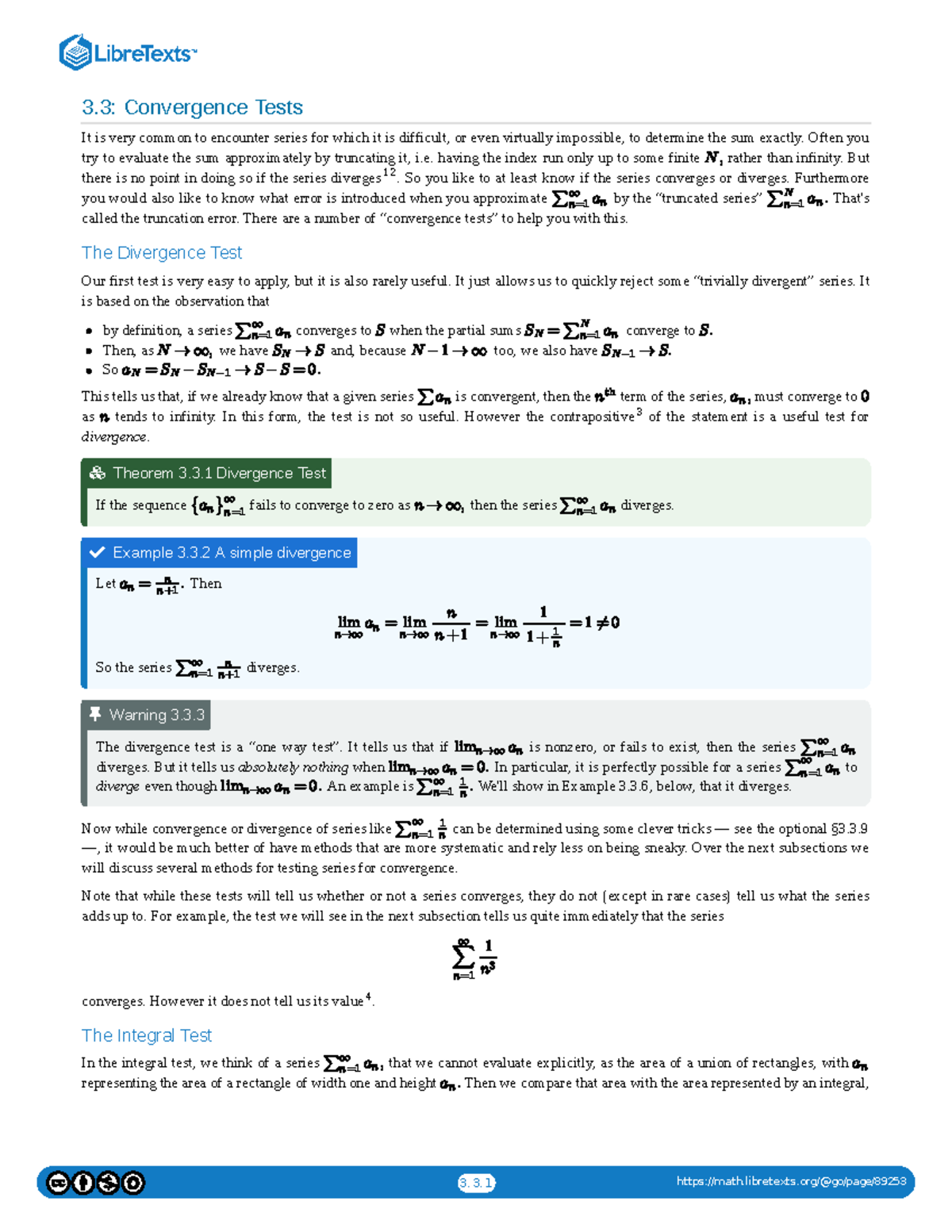 #Convergence Tests - Bb……… - 3: Convergence Tests It is very common to ...