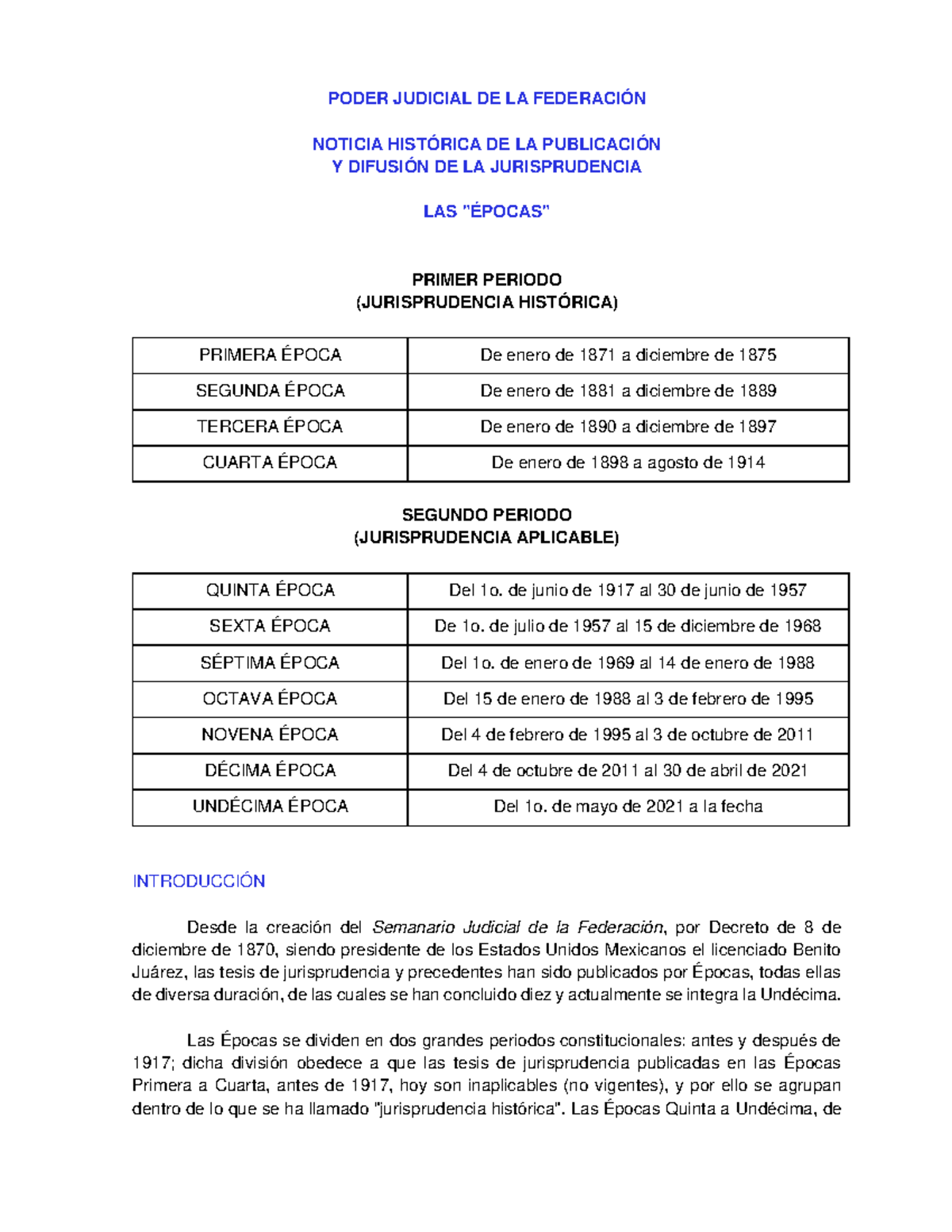 Noticia Historica - apuntes - PODER JUDICIAL DE LA FEDERACIÓN NOTICIA ...