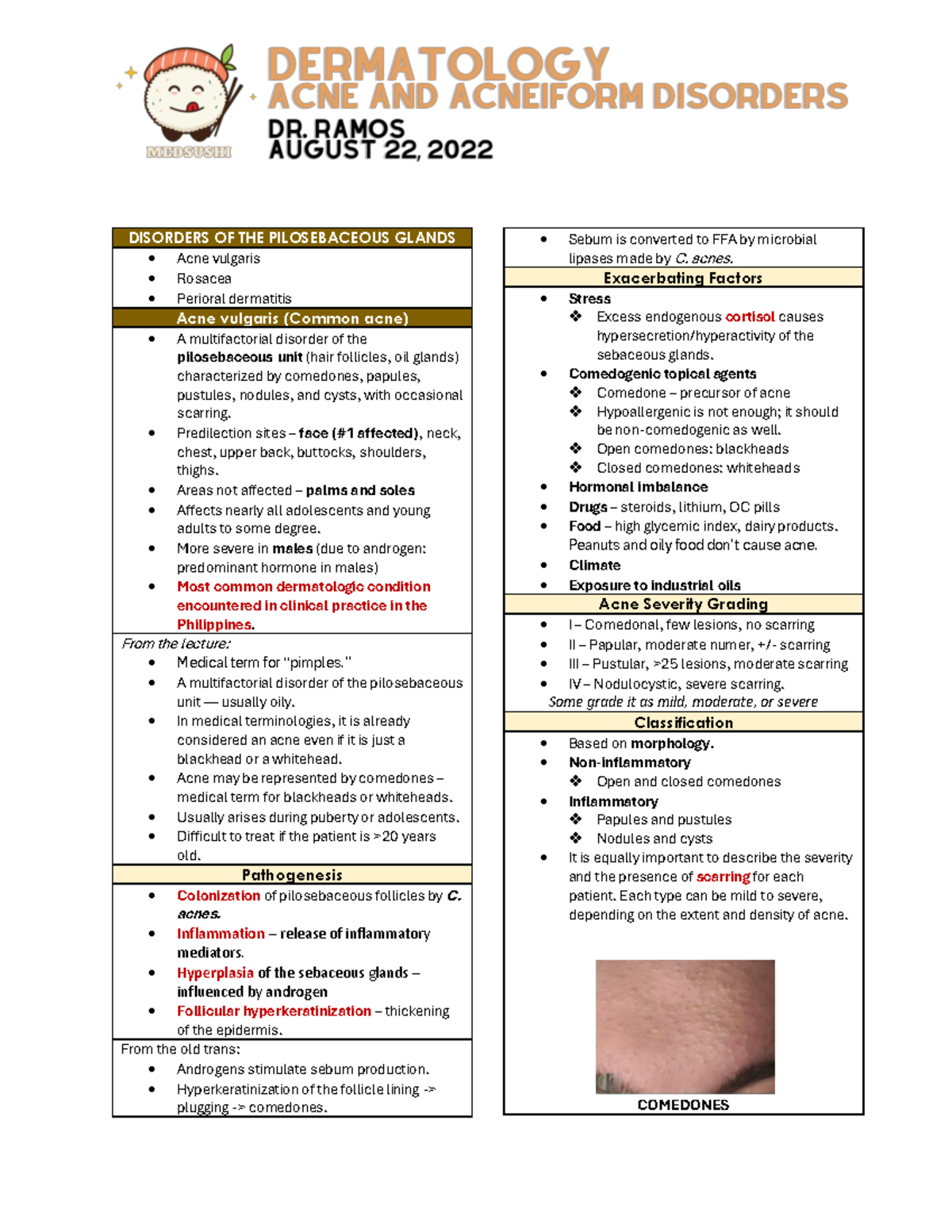 Acne and Acneiform Disorders - DISORDERS OF THE PILOSEBACEOUS GLANDS ...