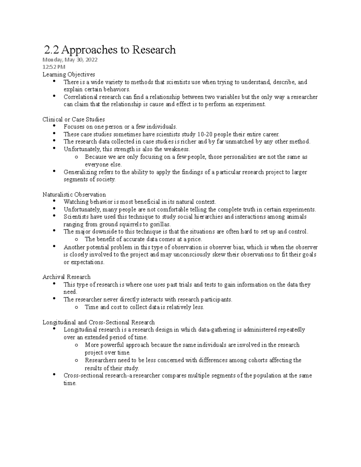 Approaches to Research - 2 Approaches to Research Monday, May 30, 2022 ...