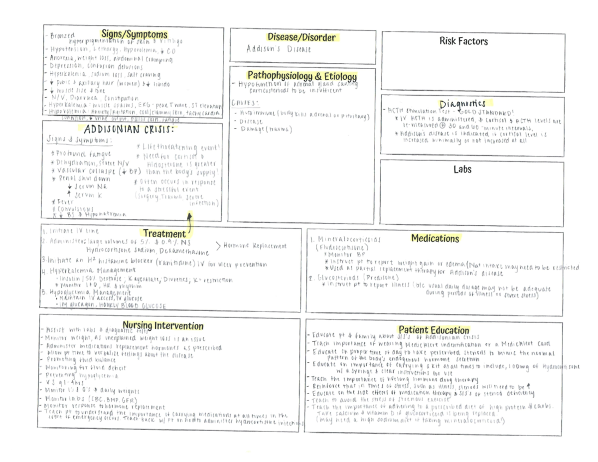 Addison's Disease Concept Map - NURS 2040 - CCRI - Studocu